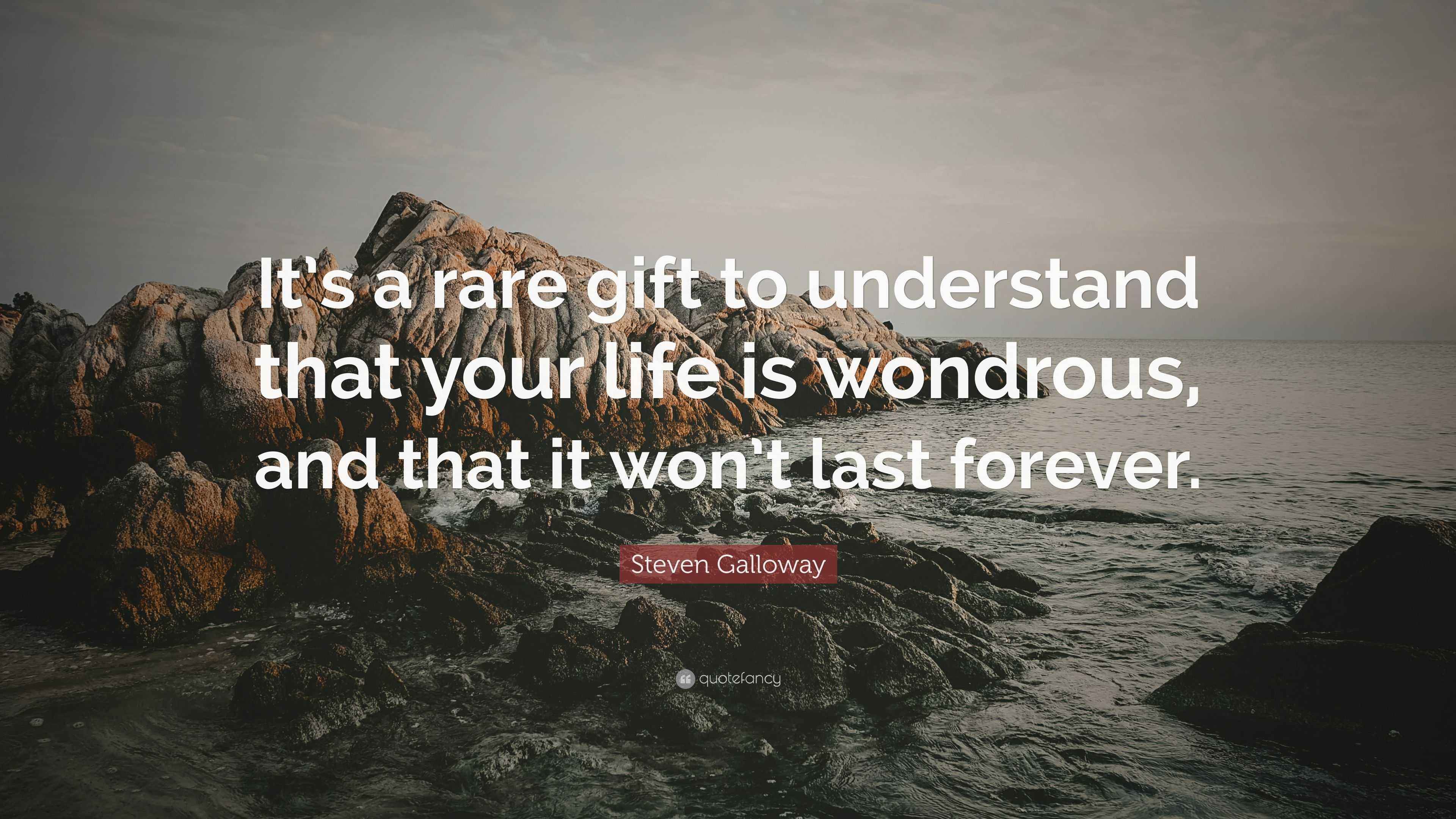 Steven Galloway Quote: “It’s a rare gift to understand that your life ...