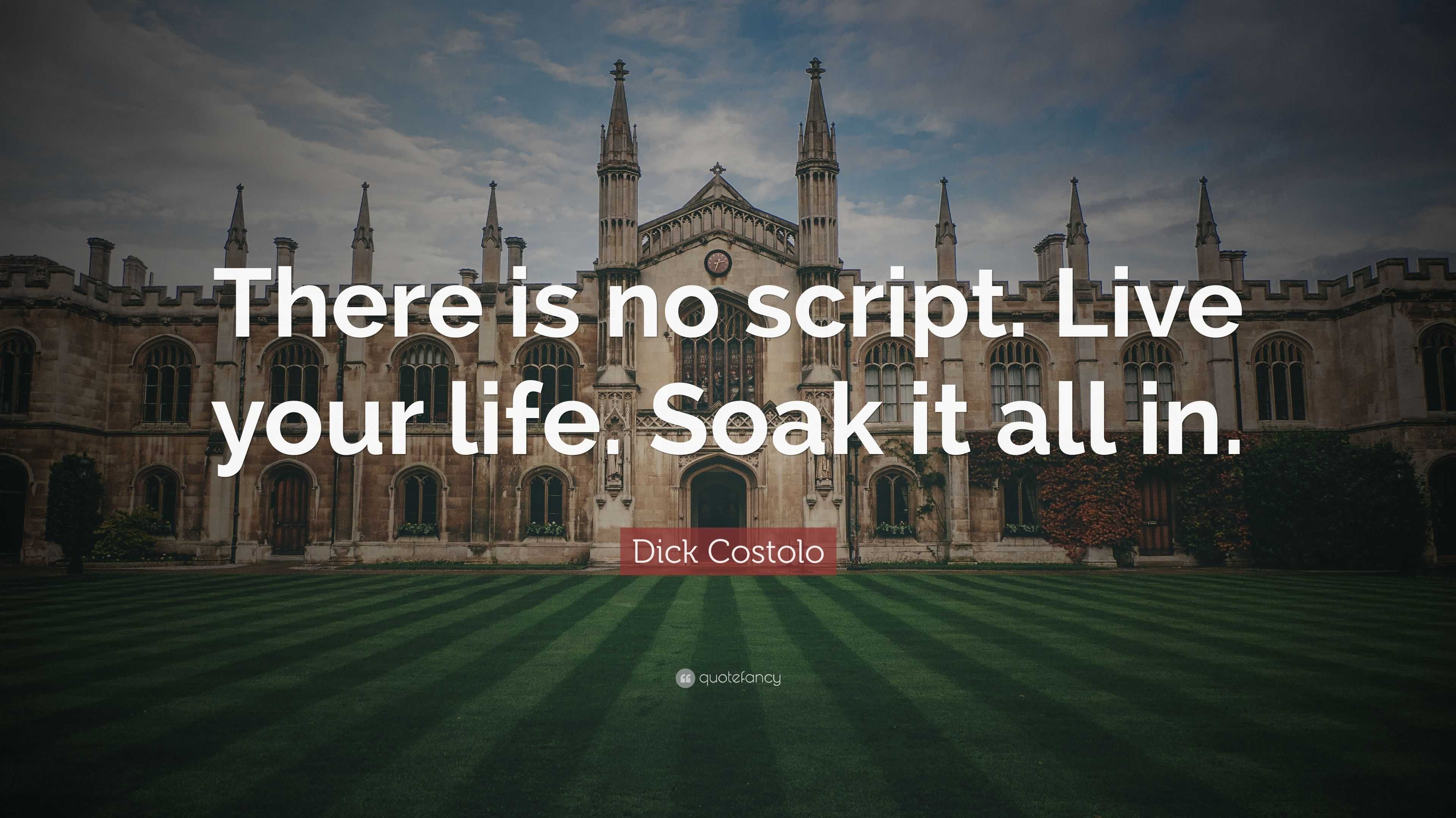Dick Costolo Quote: “There is no script. Live your life. Soak it all in.”