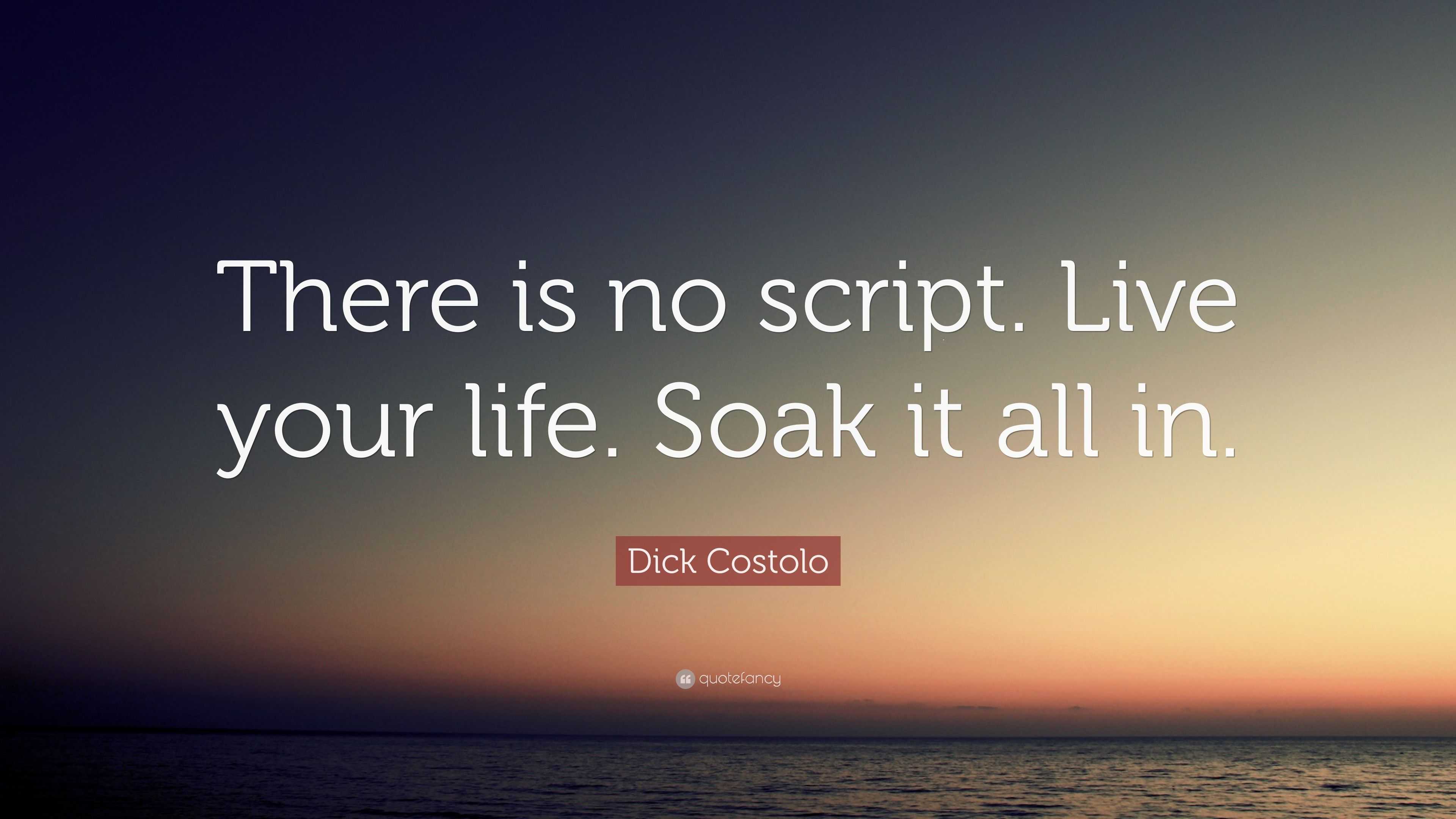 Dick Costolo Quote: “There is no script. Live your life. Soak it all in.”