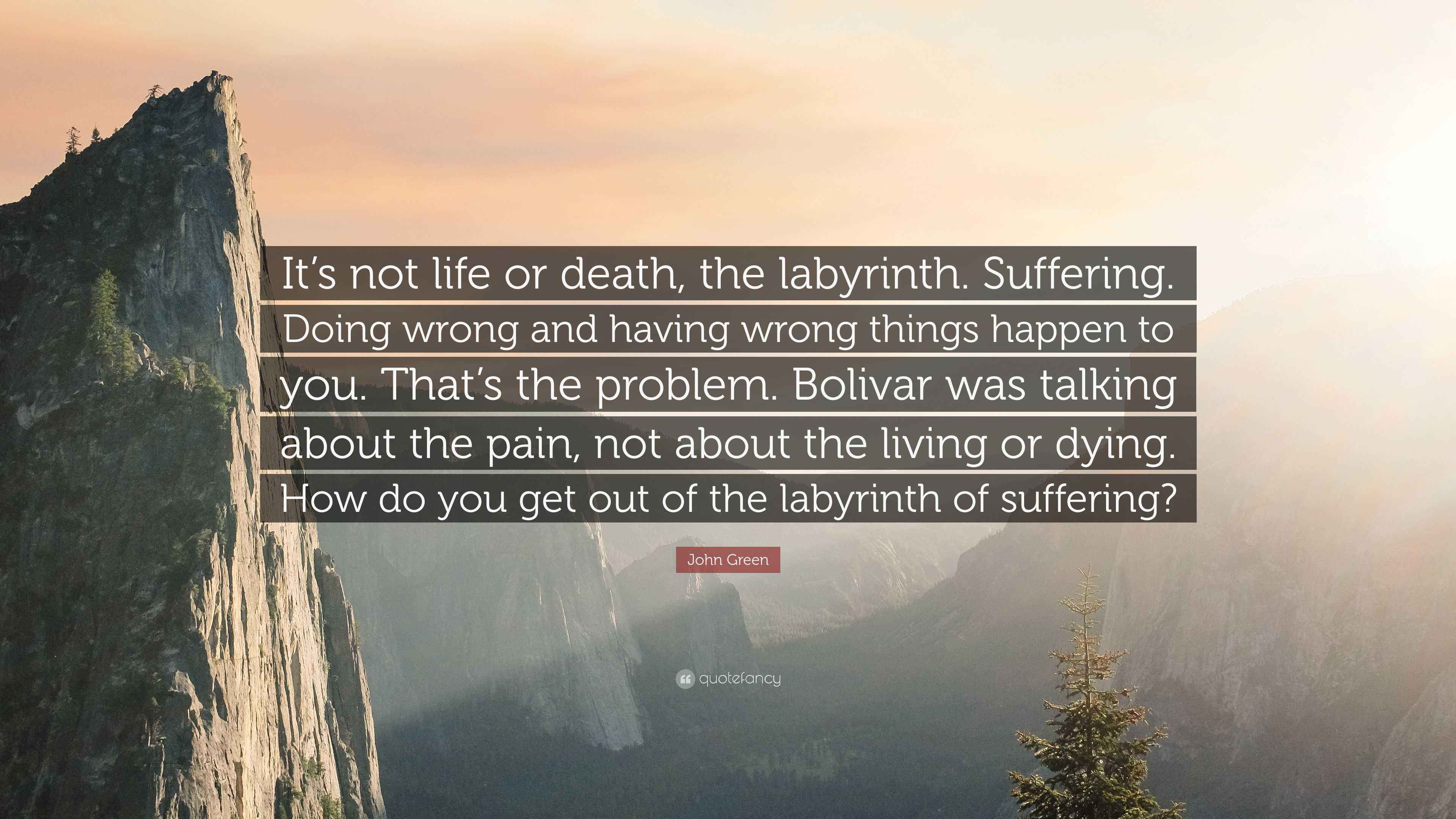John Green Quote: “It’s not life or death, the labyrinth. Suffering ...
