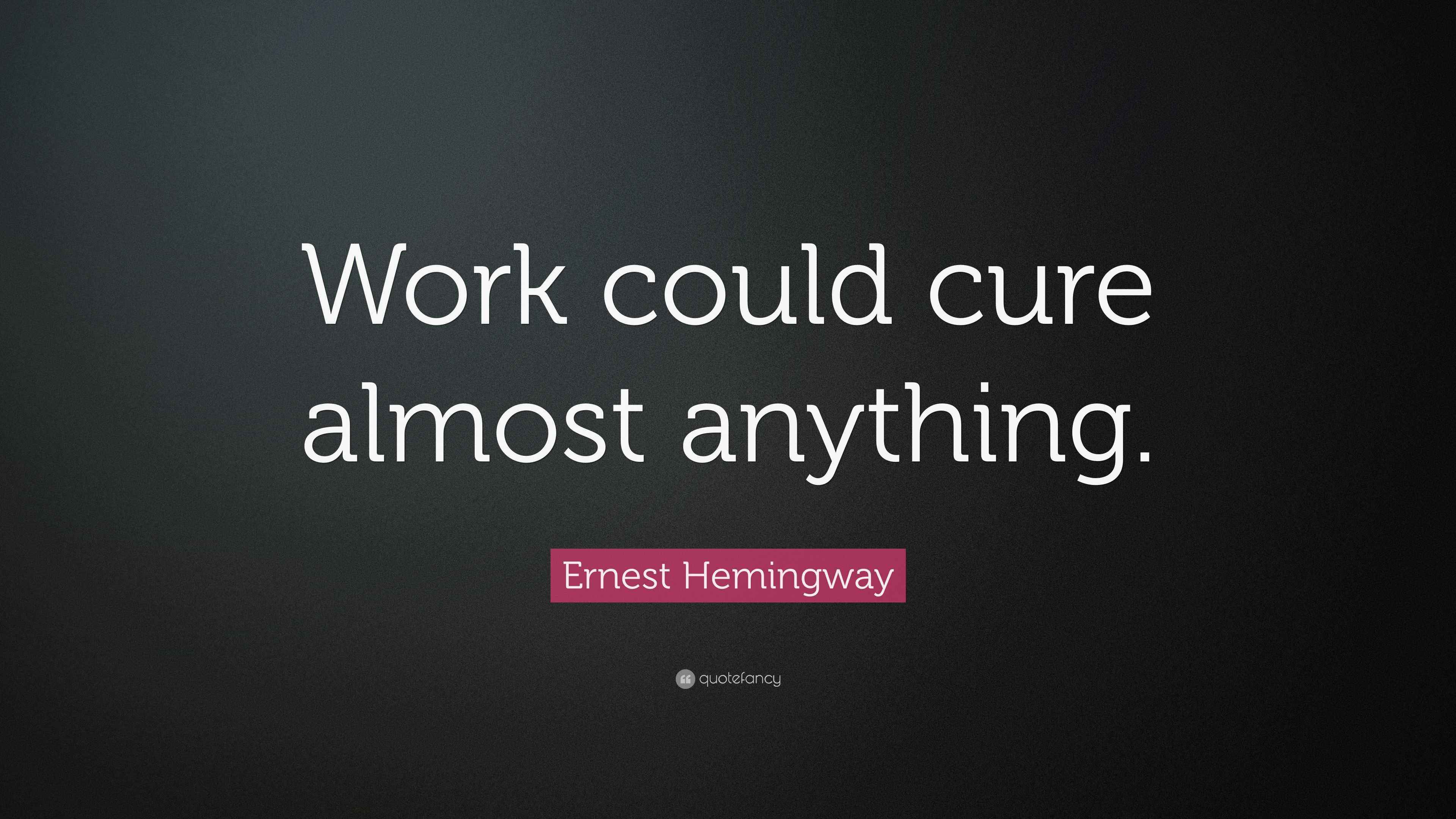 Ernest Hemingway Quote: “Work could cure almost anything.”