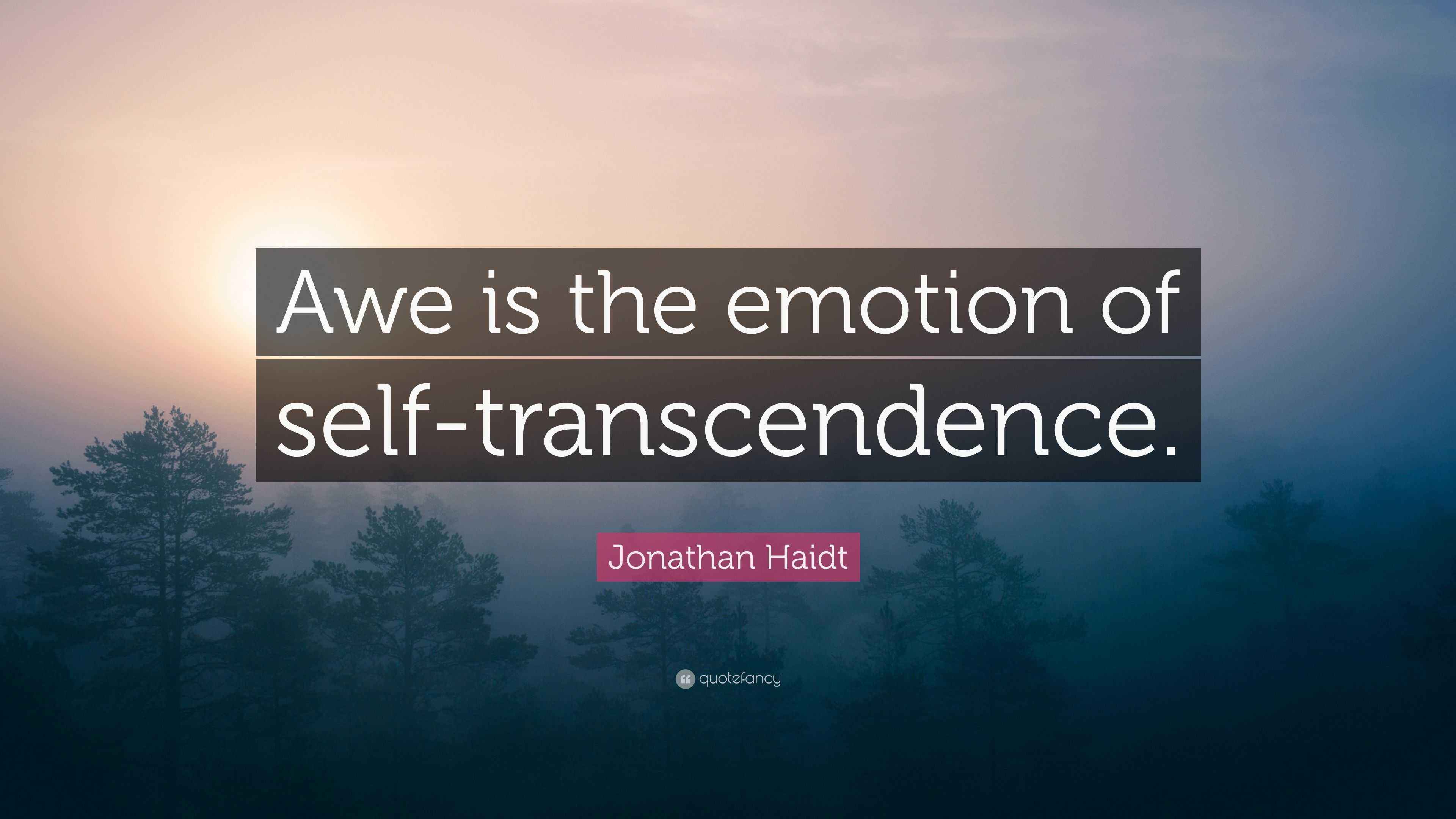 Jonathan Haidt Quote: “Awe is the emotion of self-transcendence.”