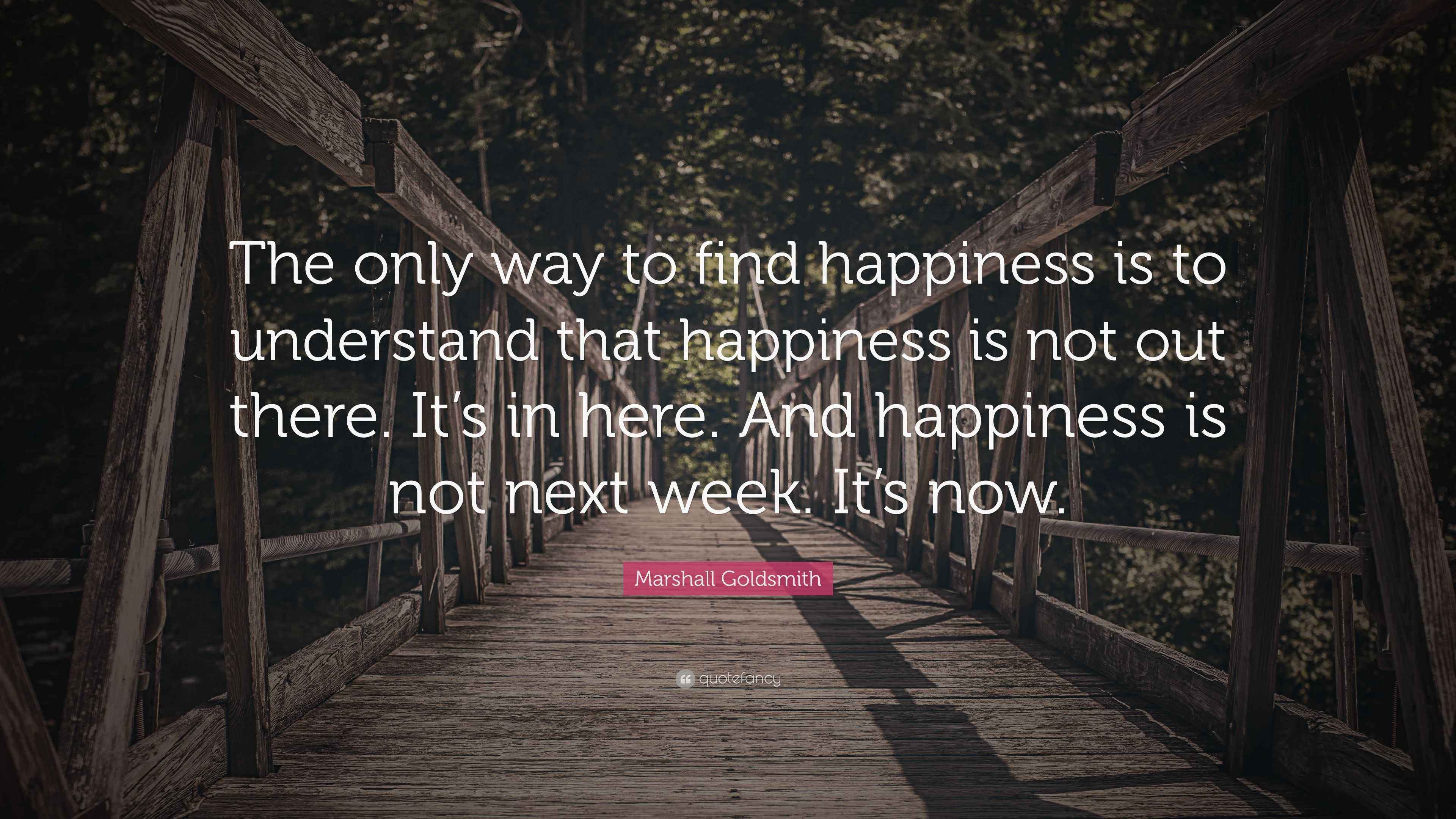 Marshall Goldsmith Quote: “The only way to find happiness is to ...