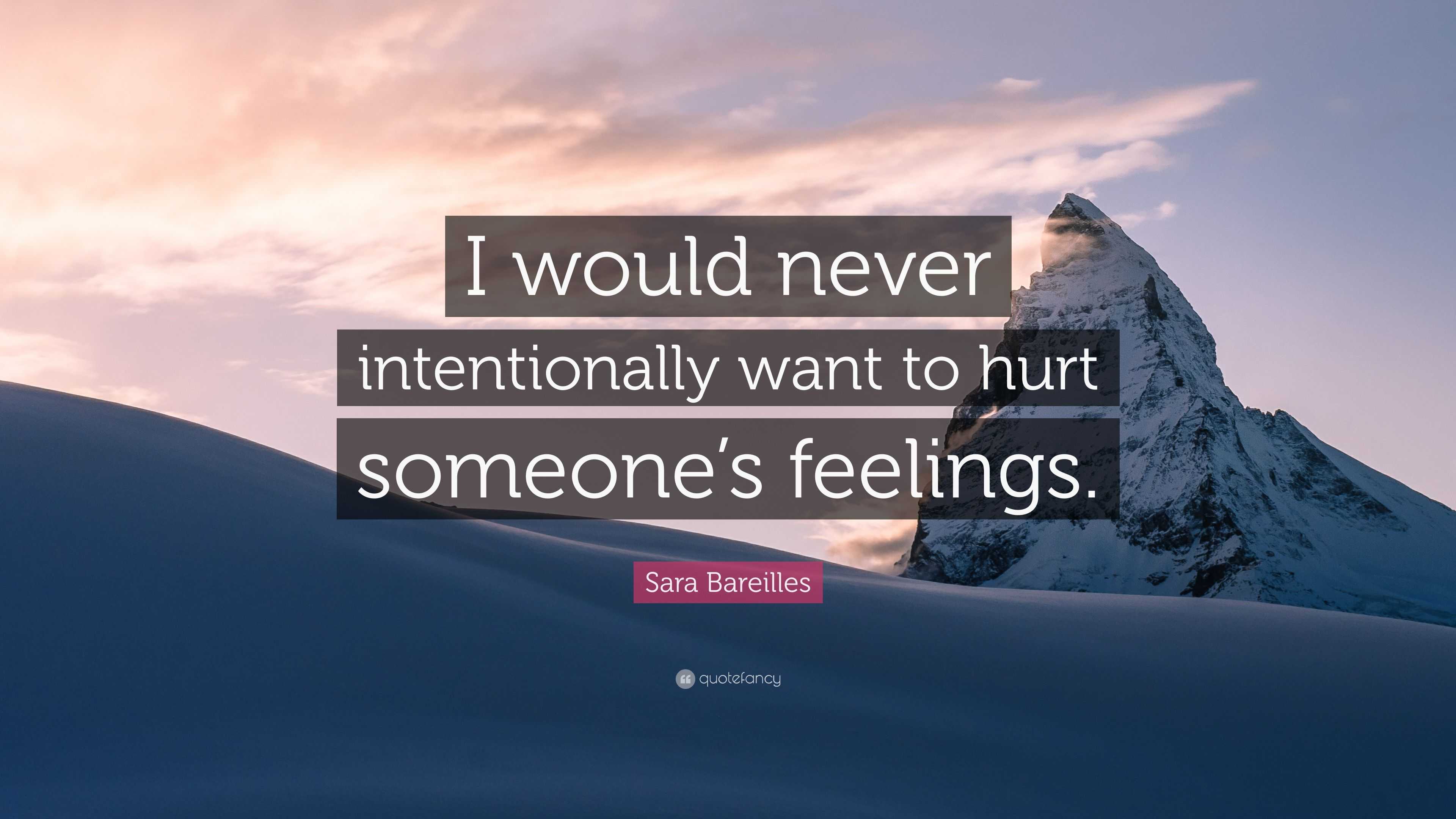 Sara Bareilles Quote: “I would never intentionally want to hurt someone ...