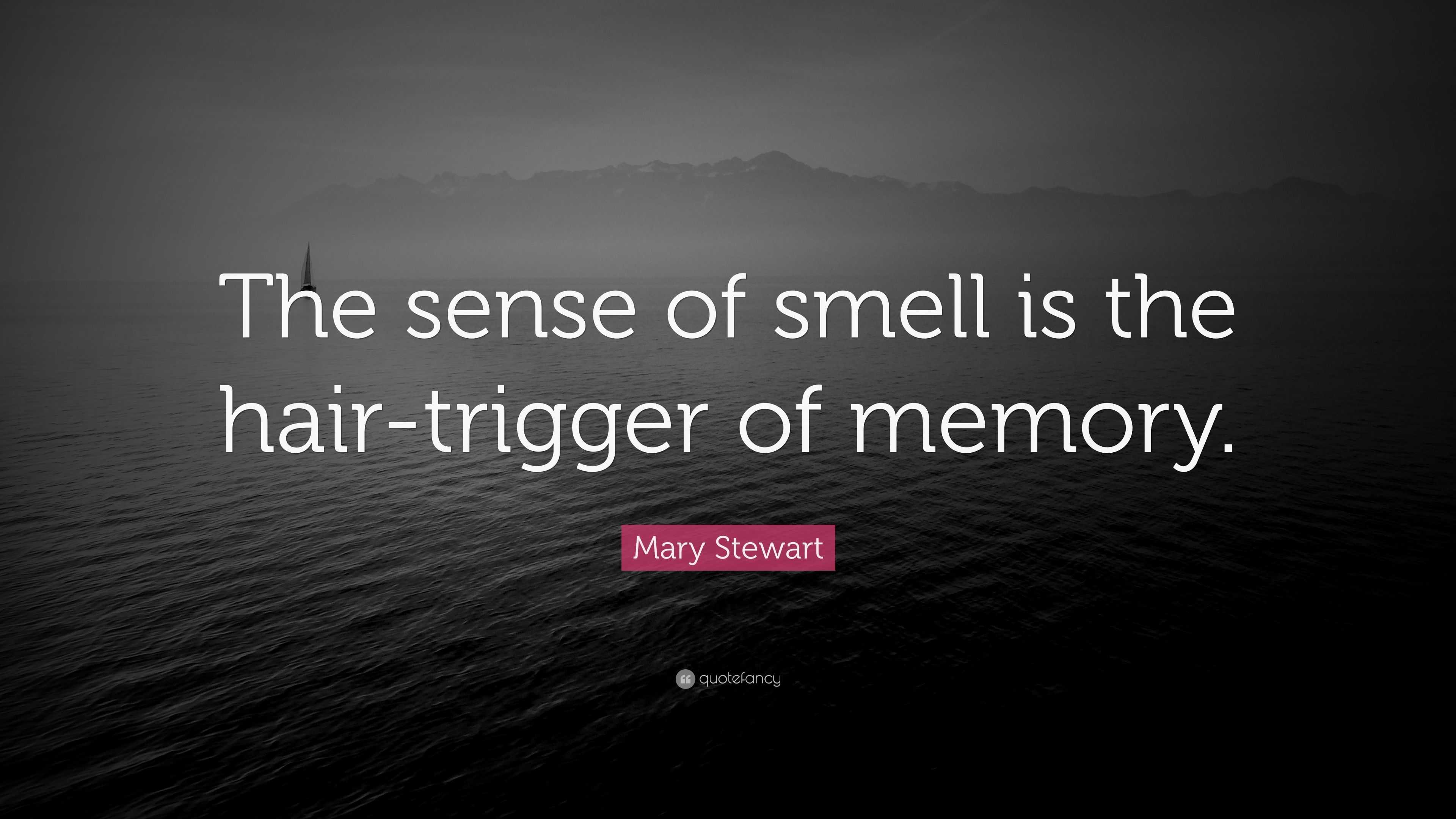Mary Stewart Quote: “The sense of smell is the hair-trigger of memory.”