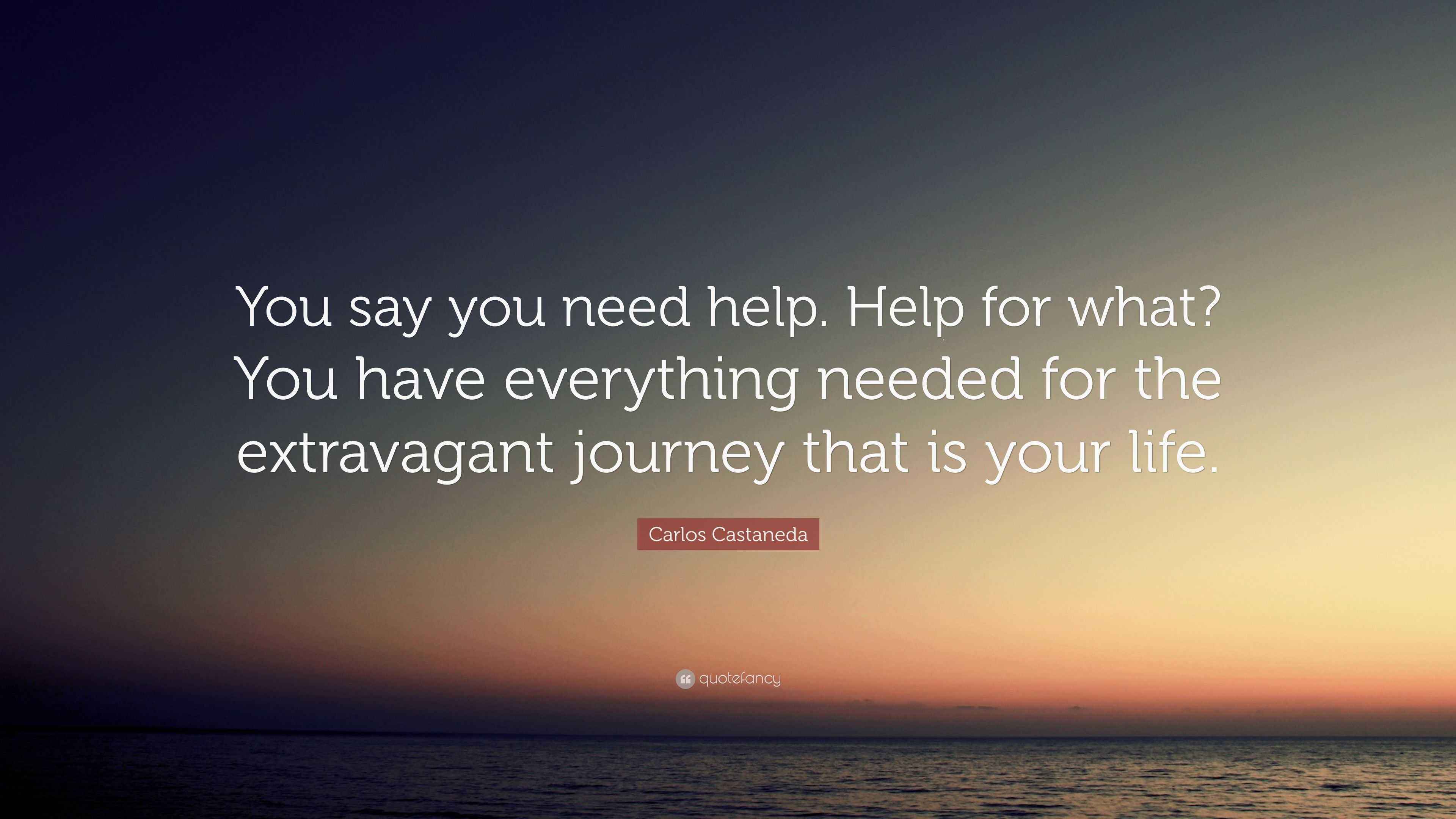 Carlos Castaneda Quote: “You say you need help. Help for what? You have ...
