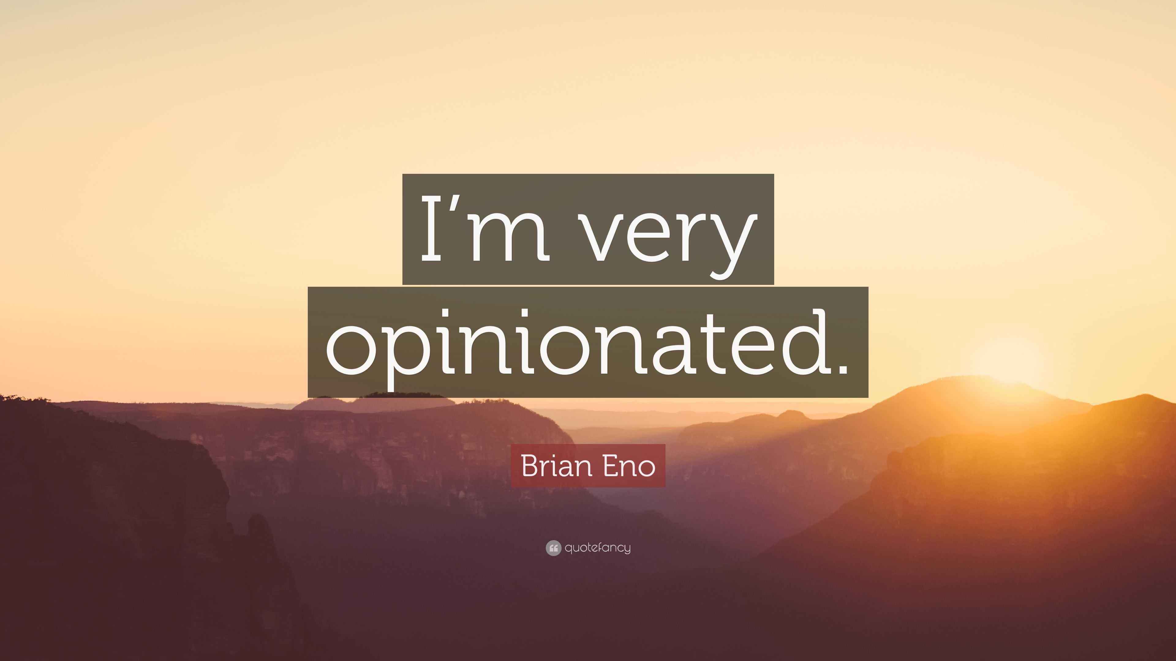 Brian Eno Quote: “I’m very opinionated.”