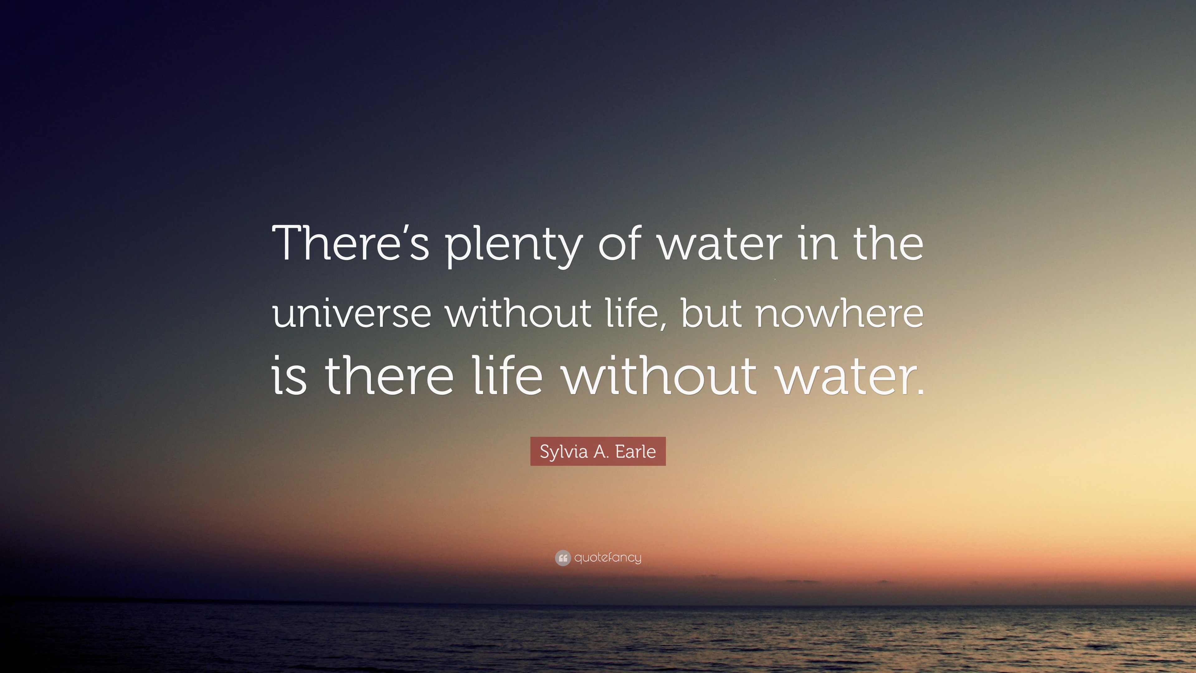 Sylvia A. Earle Quote: “There’s plenty of water in the universe without ...