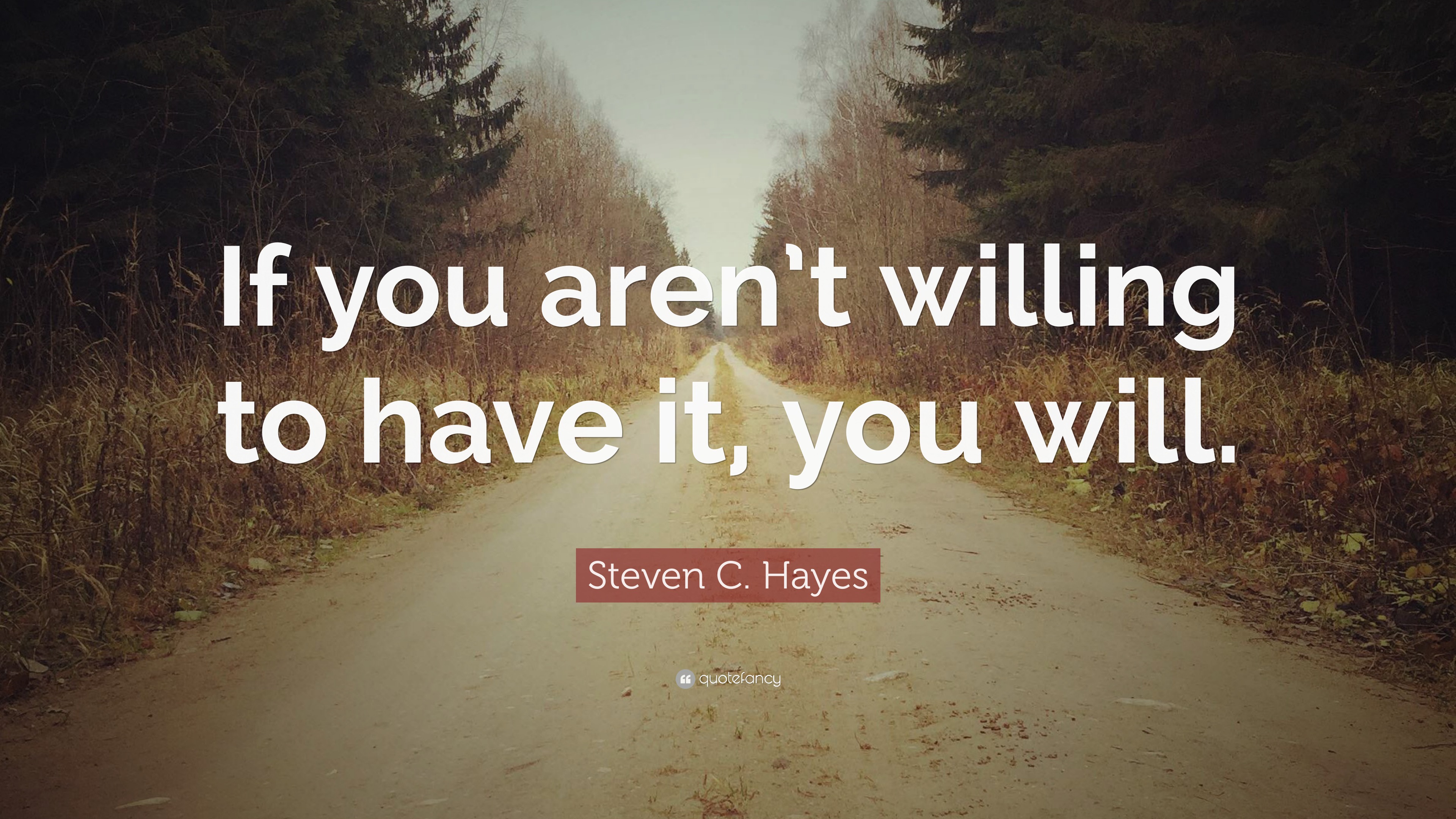 Steven C. Hayes Quote: “If you aren’t willing to have it, you will.”
