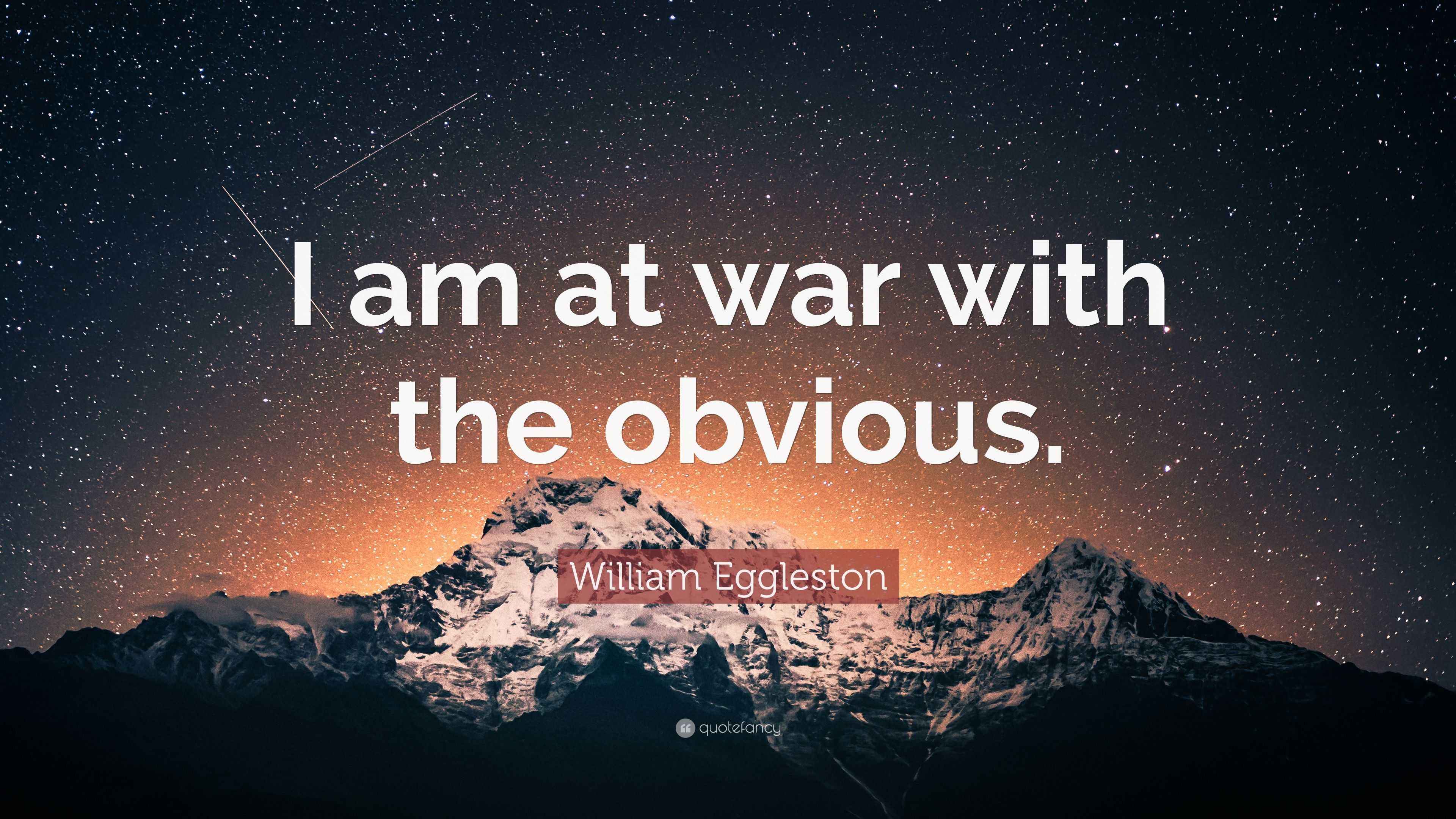 William Eggleston Quote: “I am at war with the obvious.”