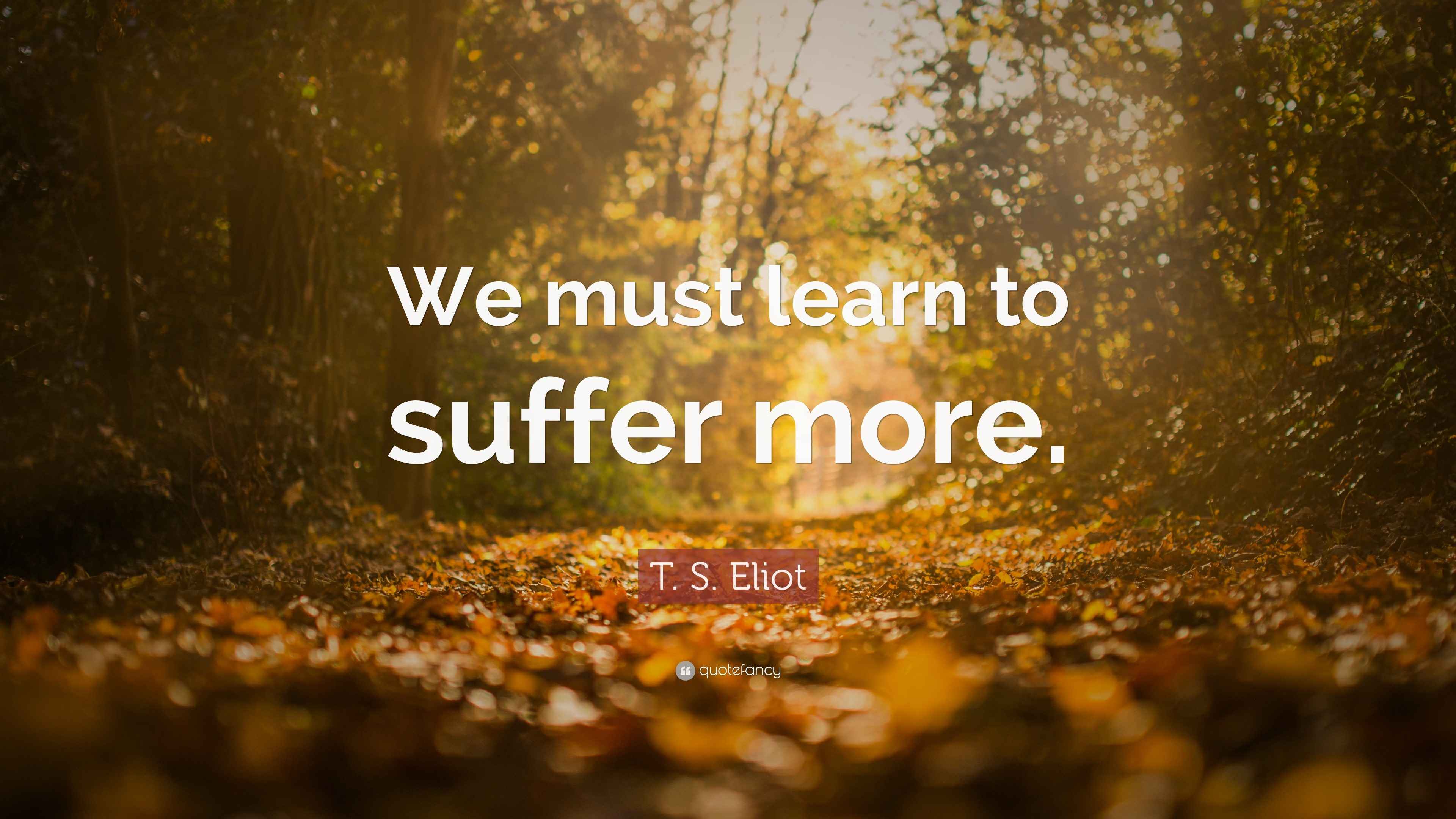 T. S. Eliot Quote: “We must learn to suffer more.”