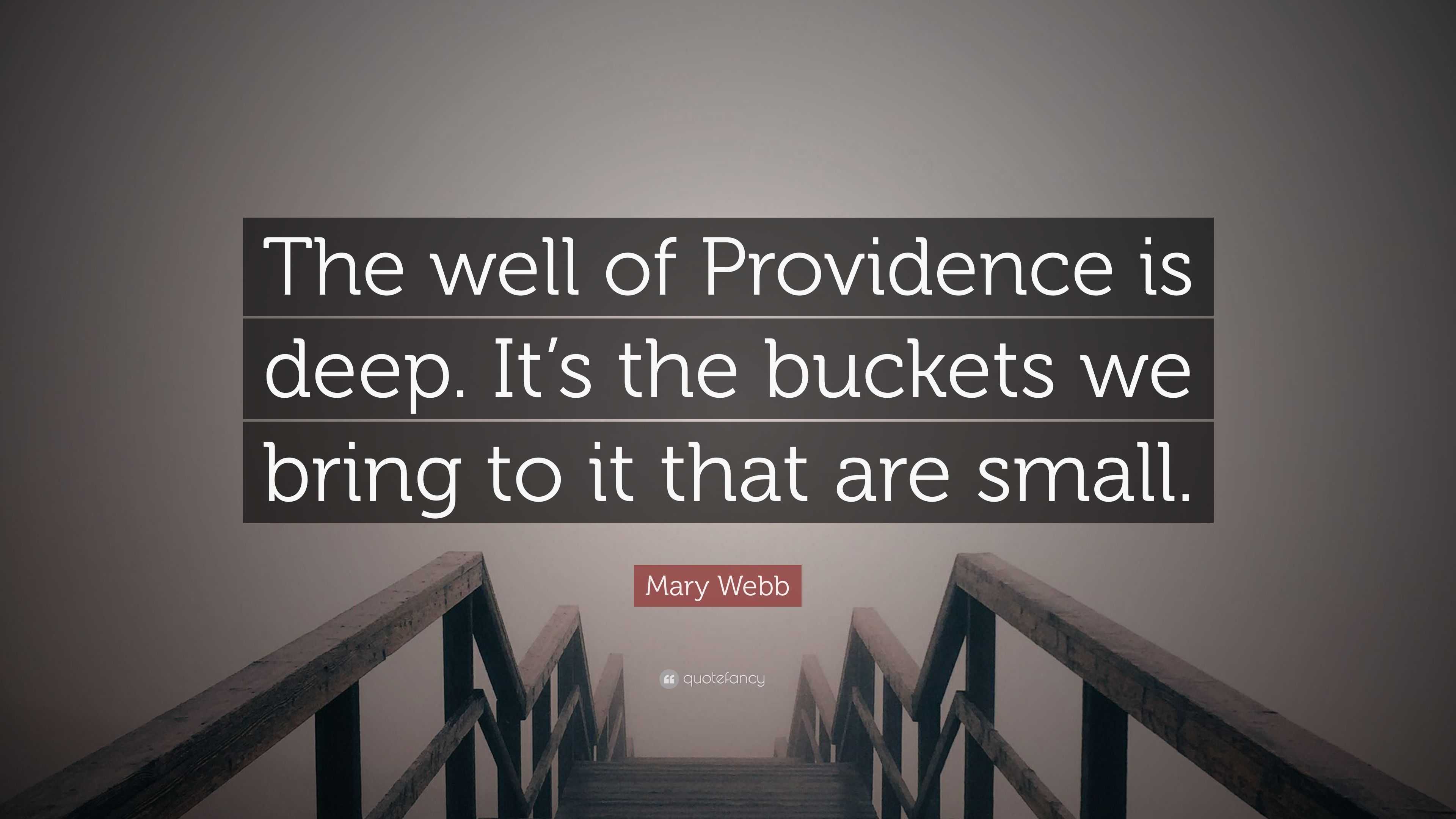 Mary Webb Quote: “The well of Providence is deep. It’s the buckets we ...