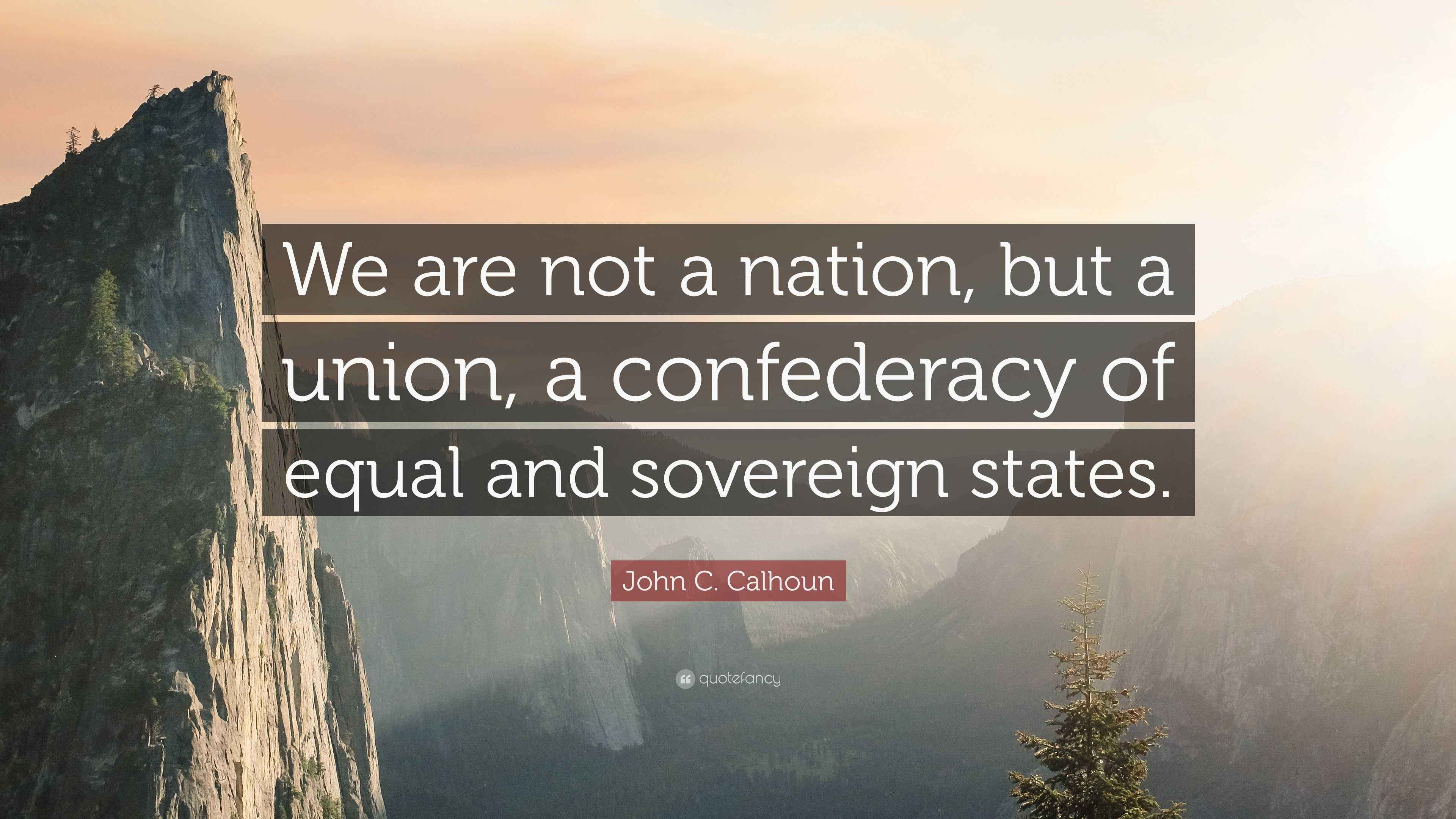 John C. Calhoun Quote: “We are not a nation, but a union, a confederacy ...