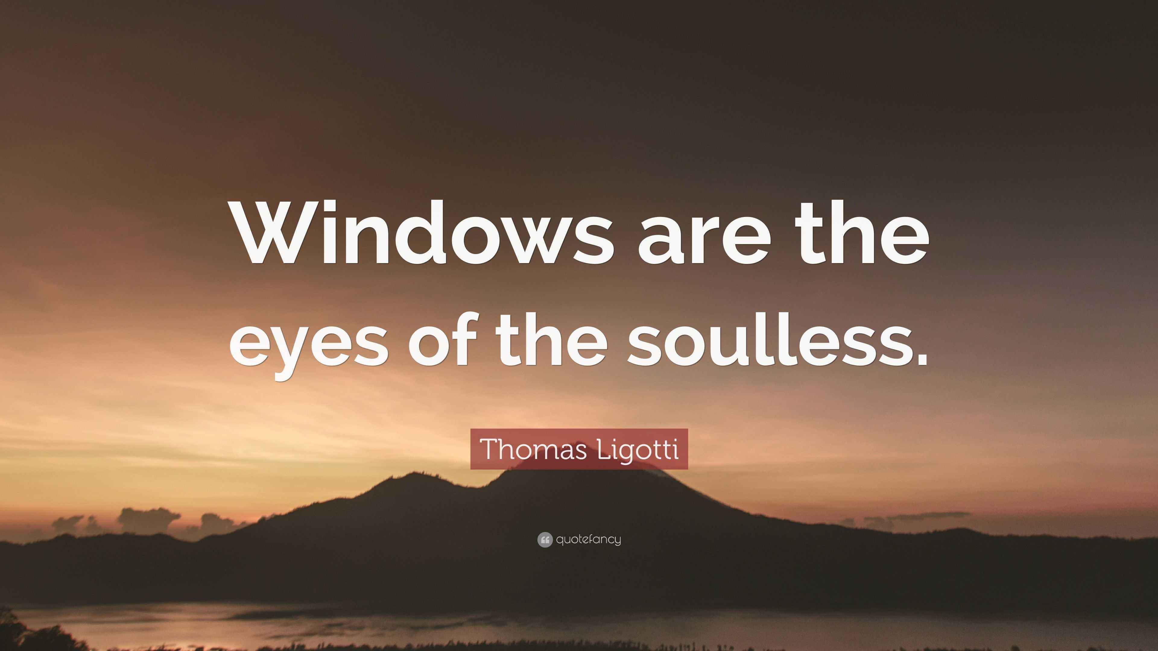 Thomas Ligotti Quote: “Windows are the eyes of the soulless.”