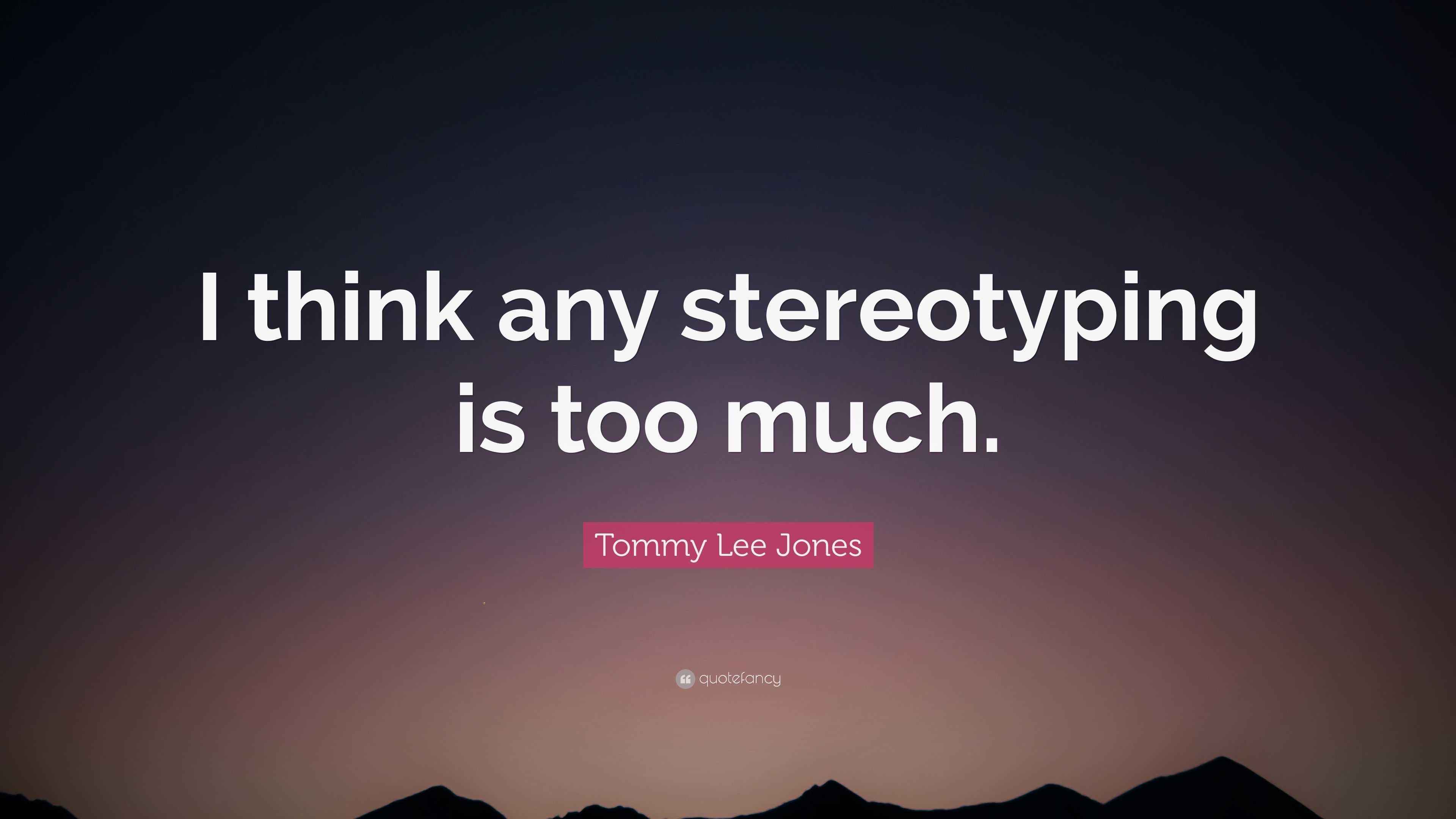 Tommy Lee Jones Quote: “I think any stereotyping is too much.”
