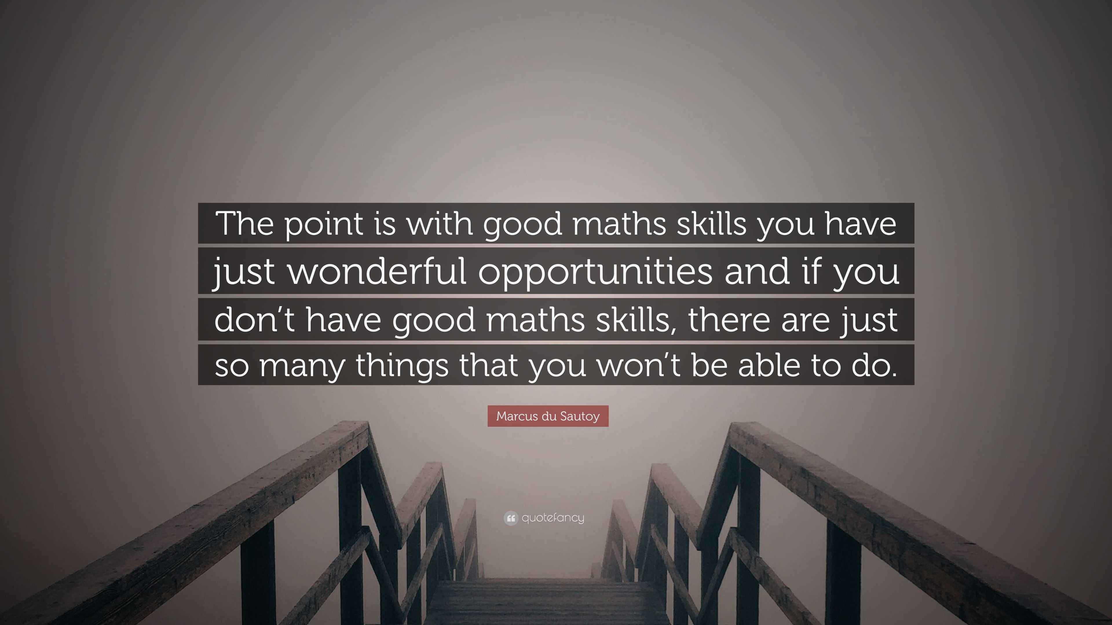 Marcus du Sautoy Quote: “The point is with good maths skills you have ...