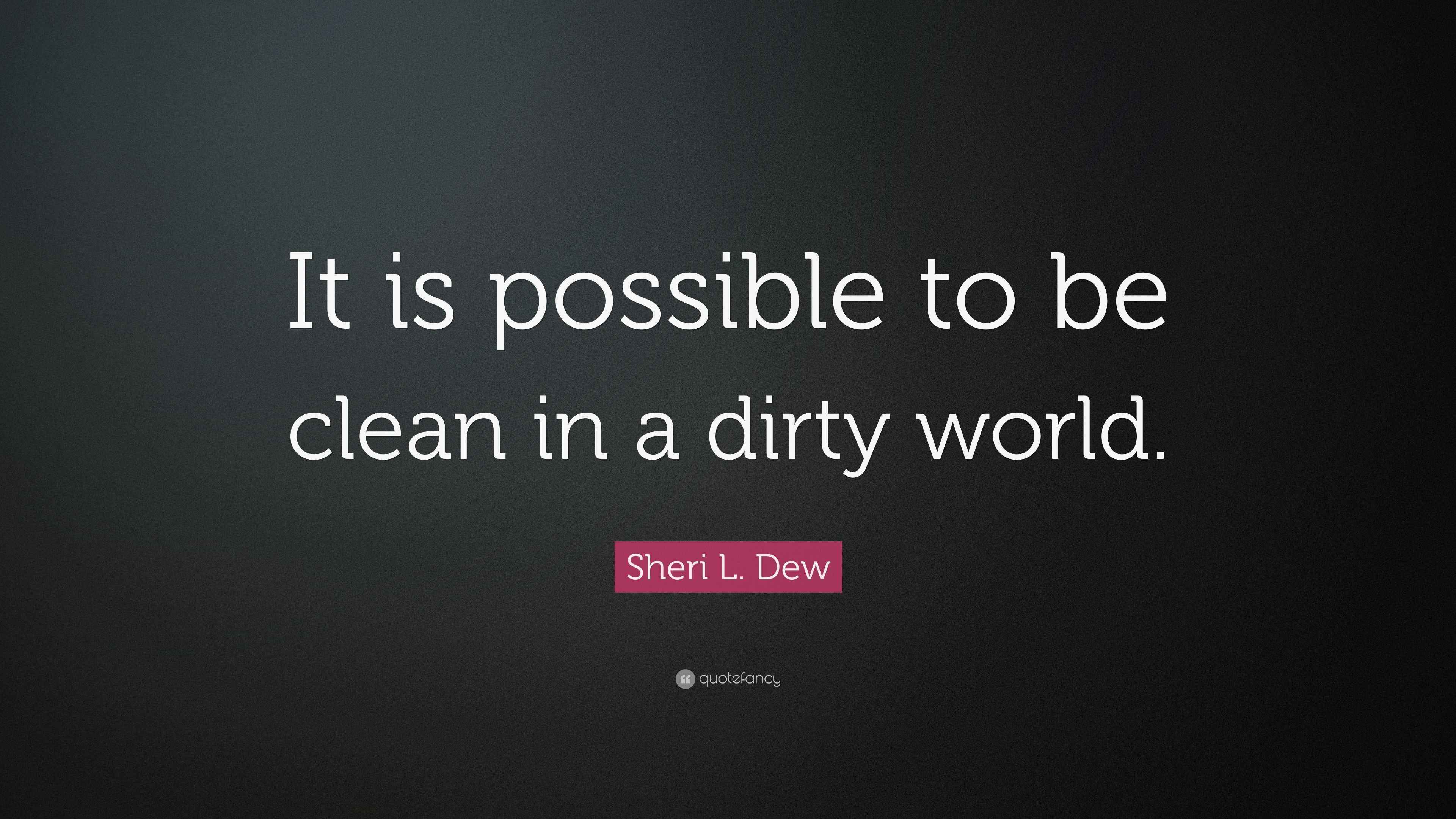 Sheri L. Dew Quote: “It is possible to be clean in a dirty world.”