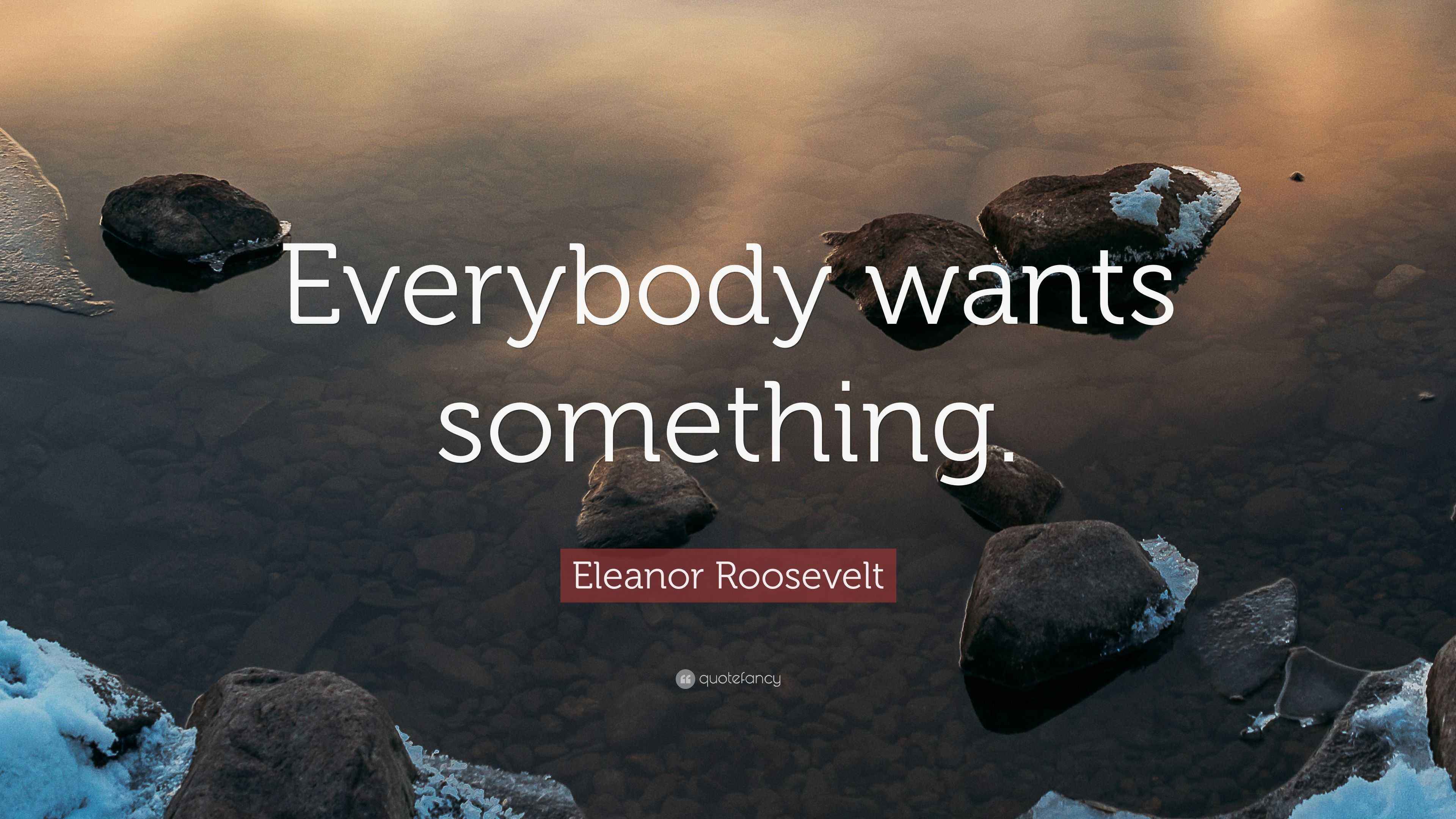 Eleanor Roosevelt Quote: “Everybody wants something.”