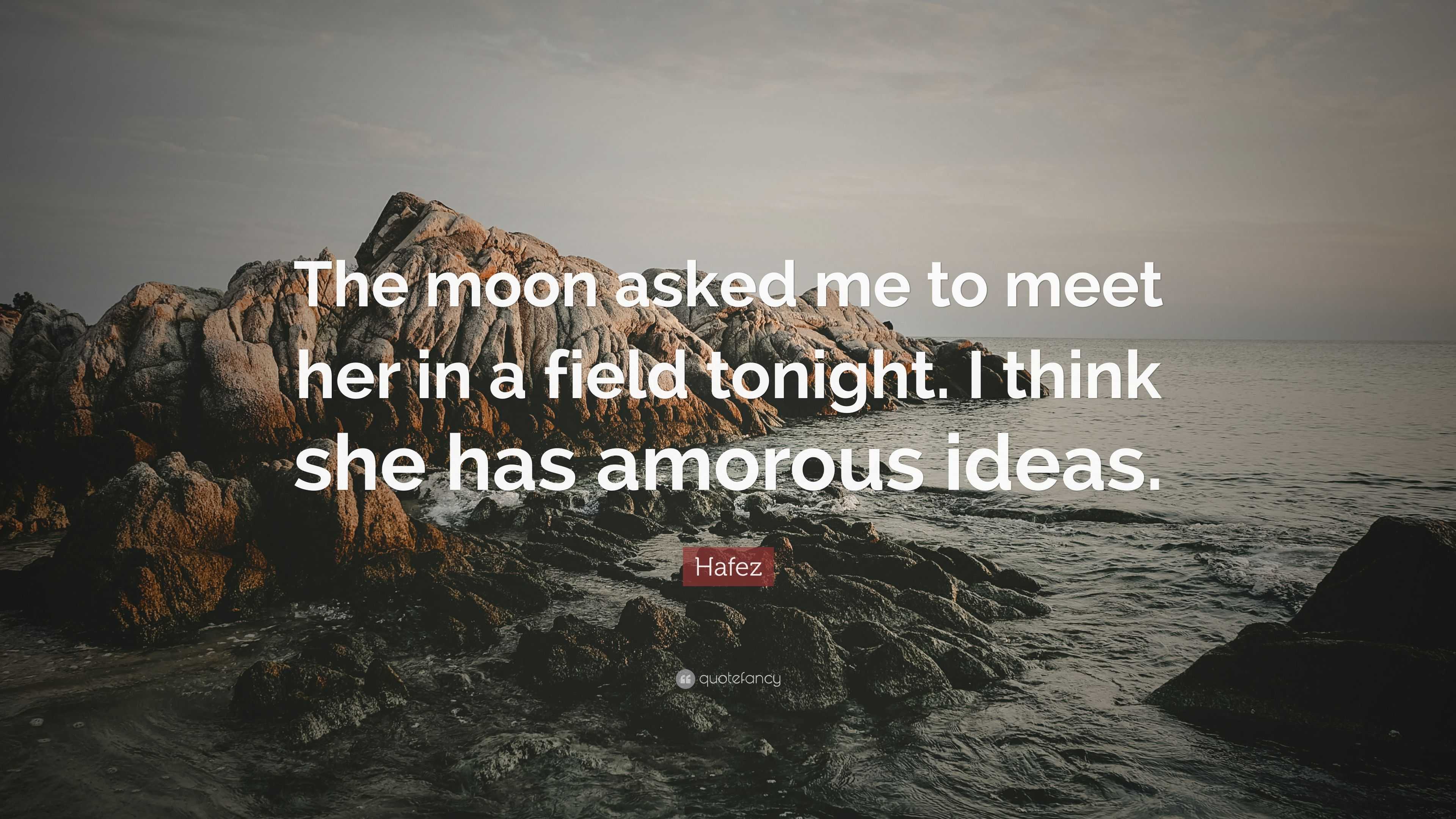 Hafez Quote: “The moon asked me to meet her in a field tonight. I think ...