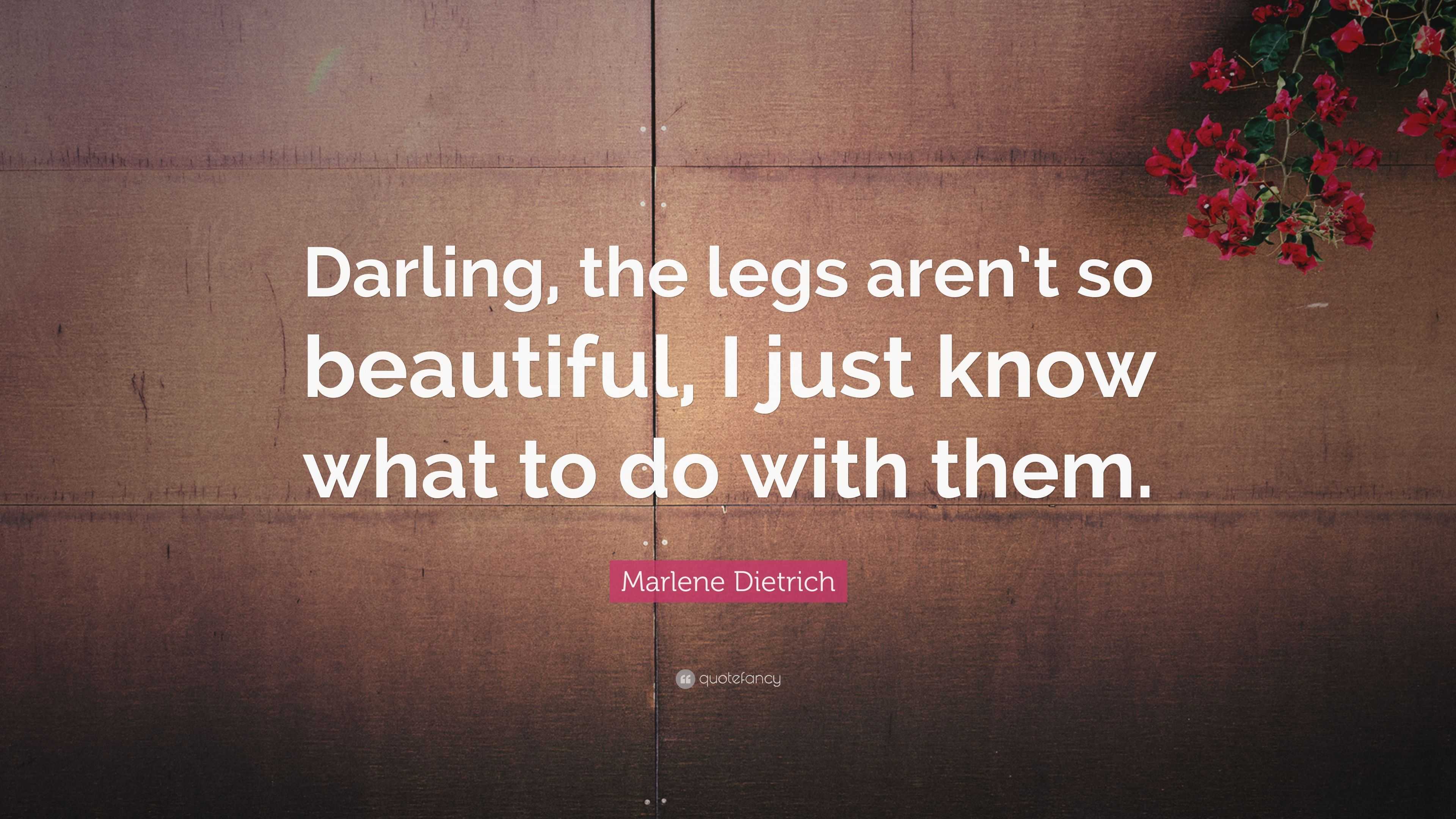 Marlene Dietrich Quote: “Darling, the legs aren’t so beautiful, I just ...