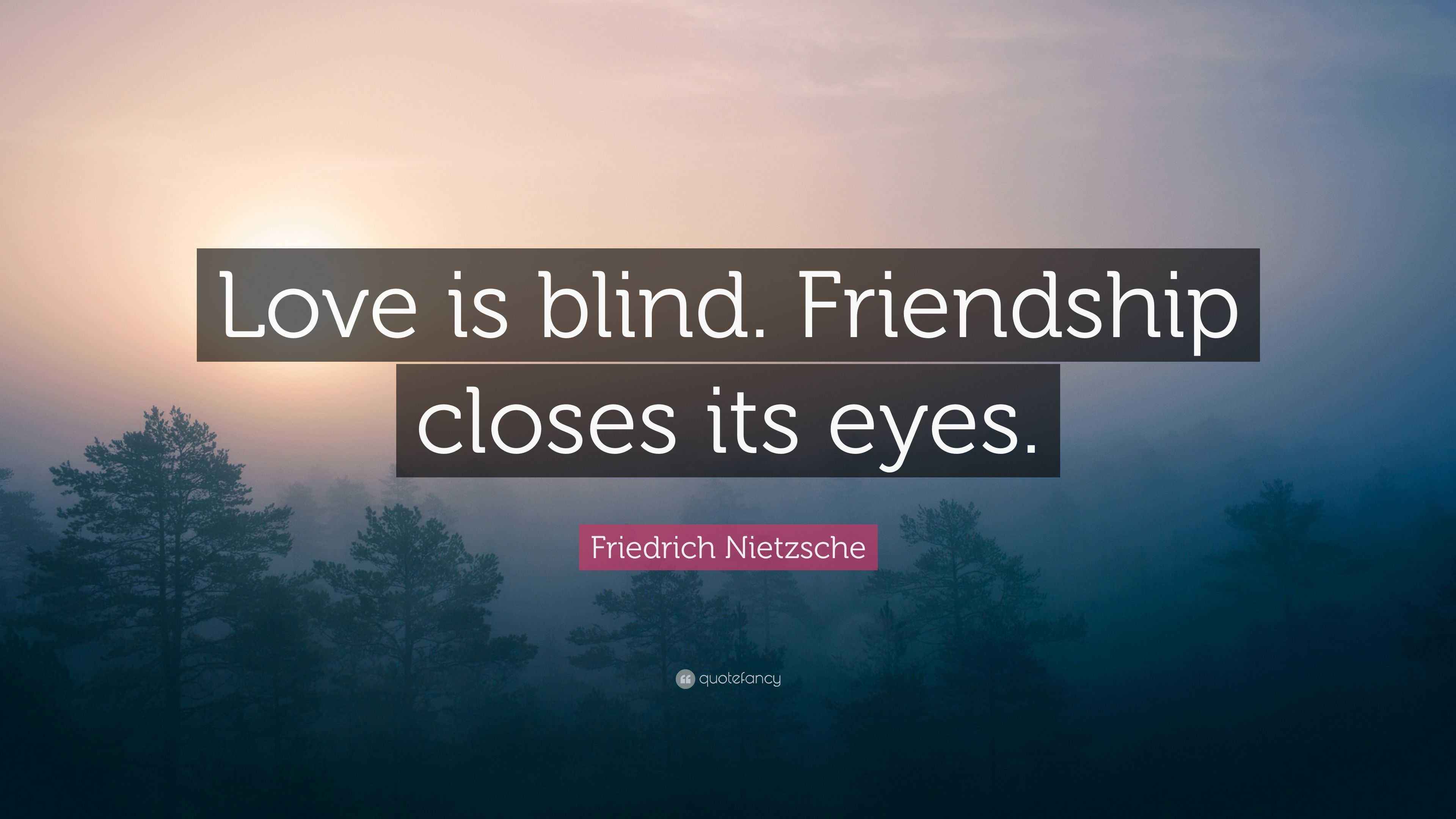 Friedrich Nietzsche Quote: “Love is blind. Friendship closes its eyes.”