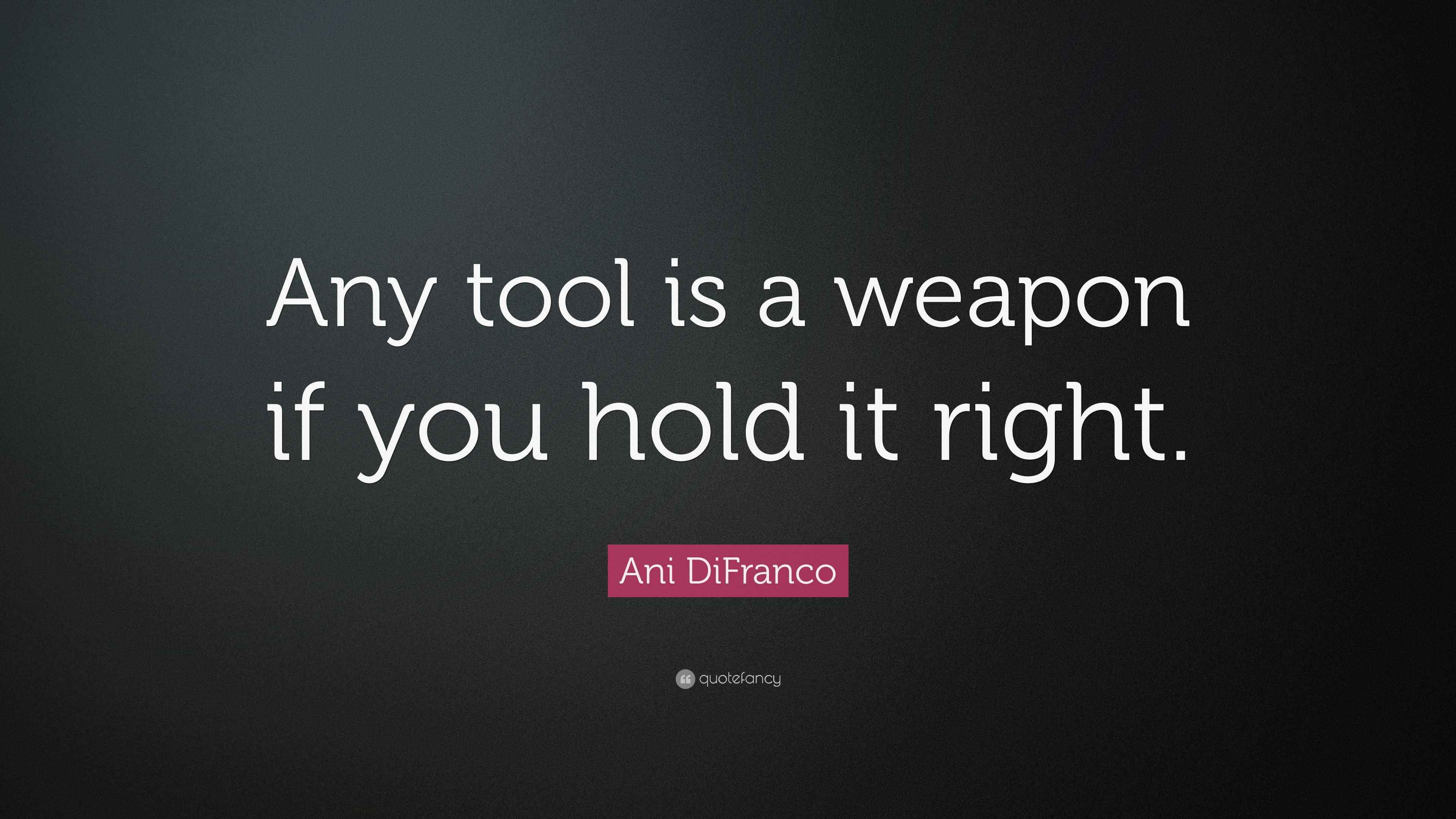 Ani DiFranco Quote: “Any tool is a weapon if you hold it right.”