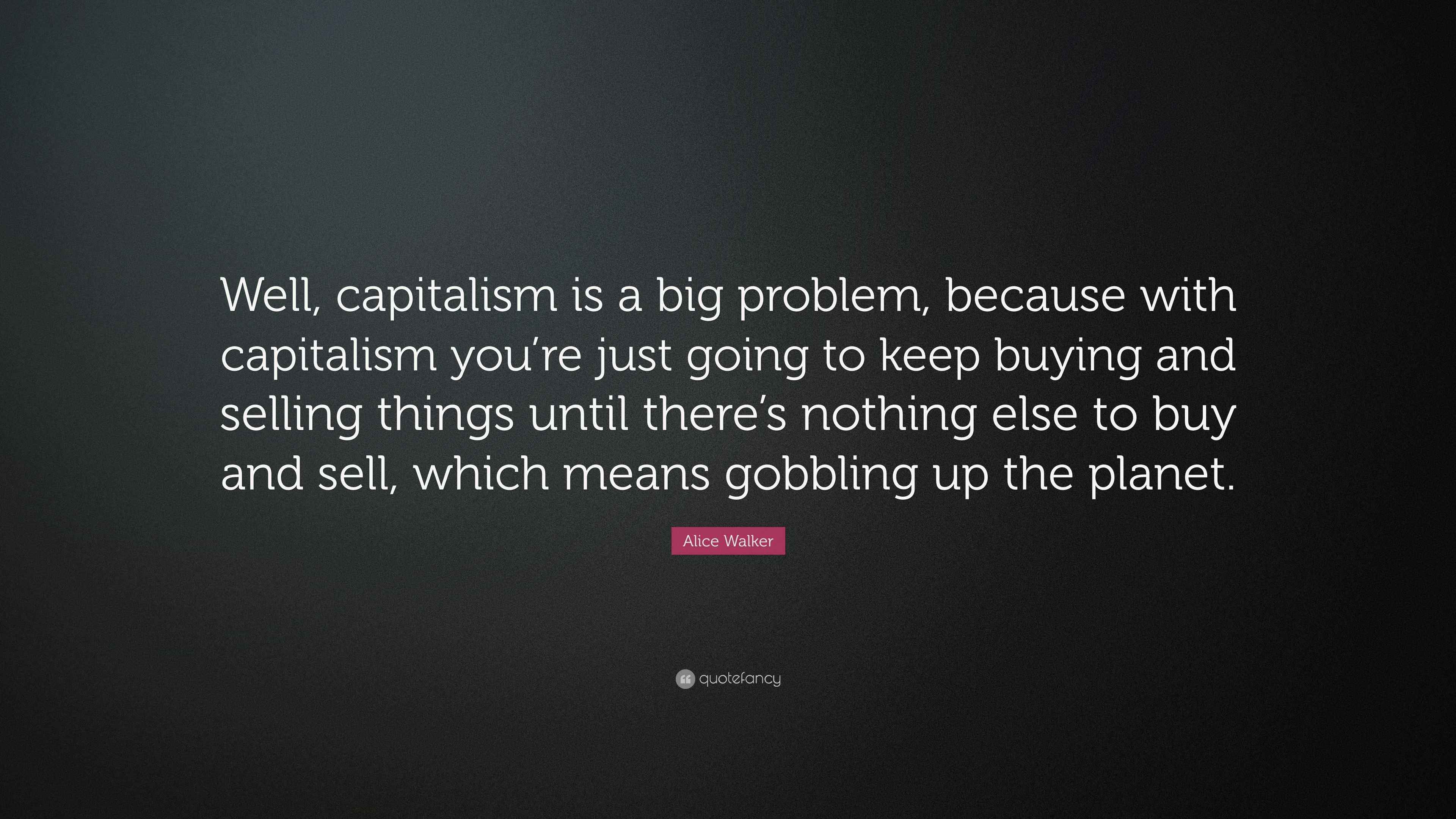 Alice Walker Quote: “Well, capitalism is a big problem, because with ...