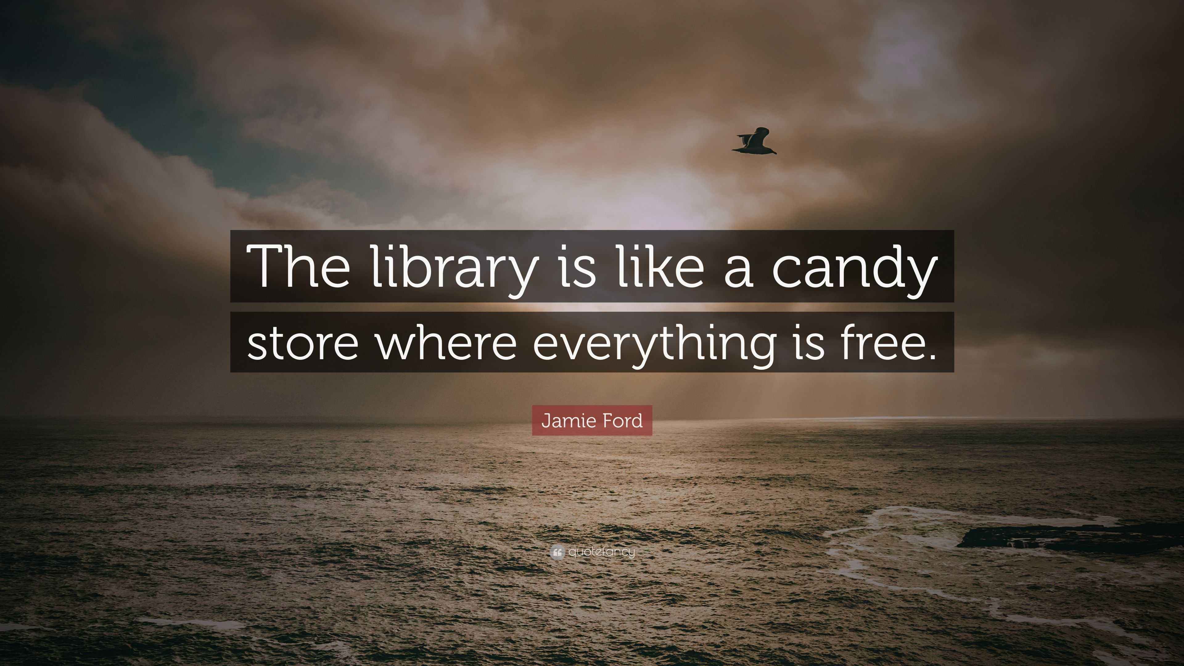 Jamie Ford Quote: “The library is like a candy store where everything ...
