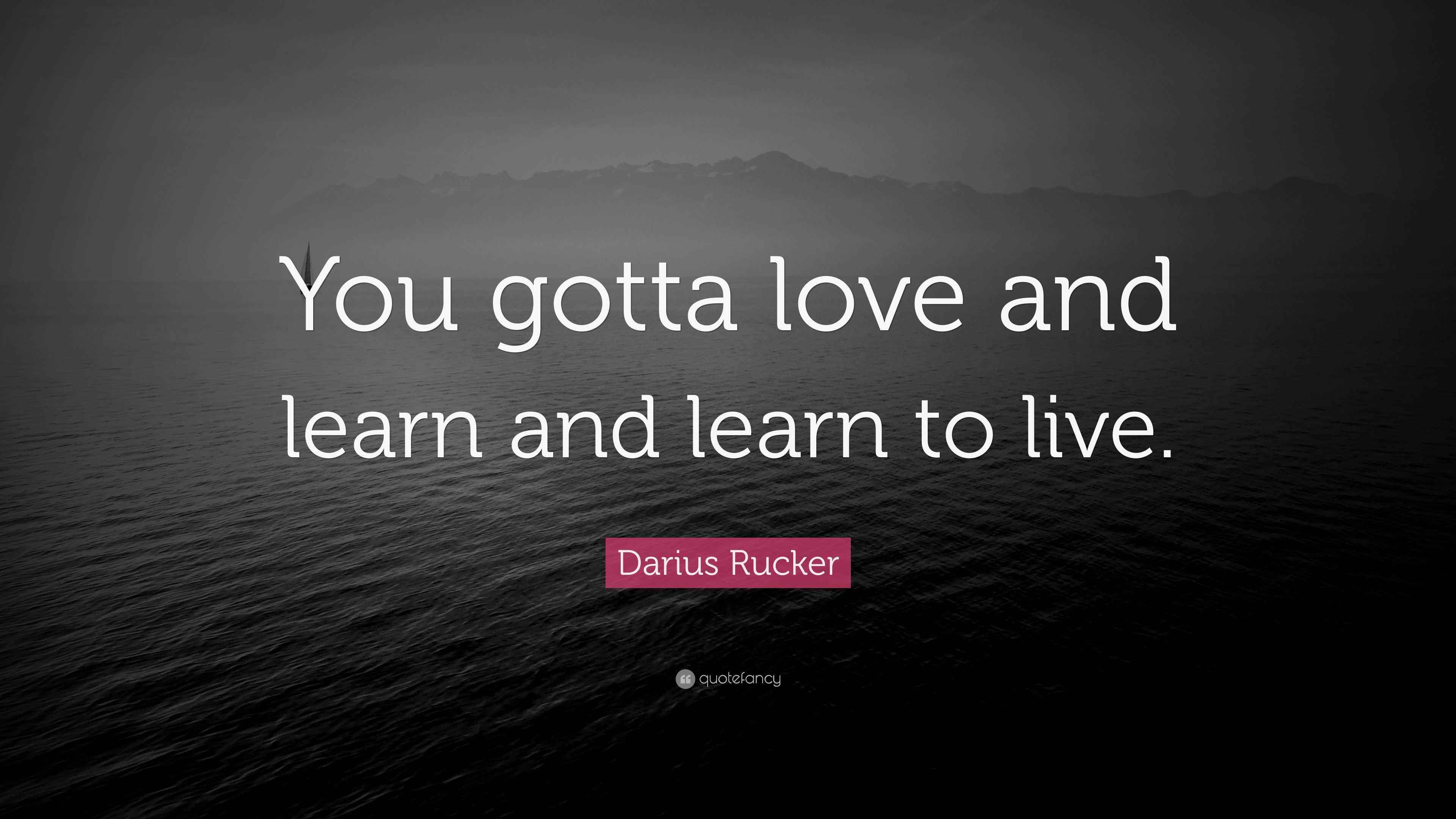 Darius Rucker Quote: “You gotta love and learn and learn to live.”