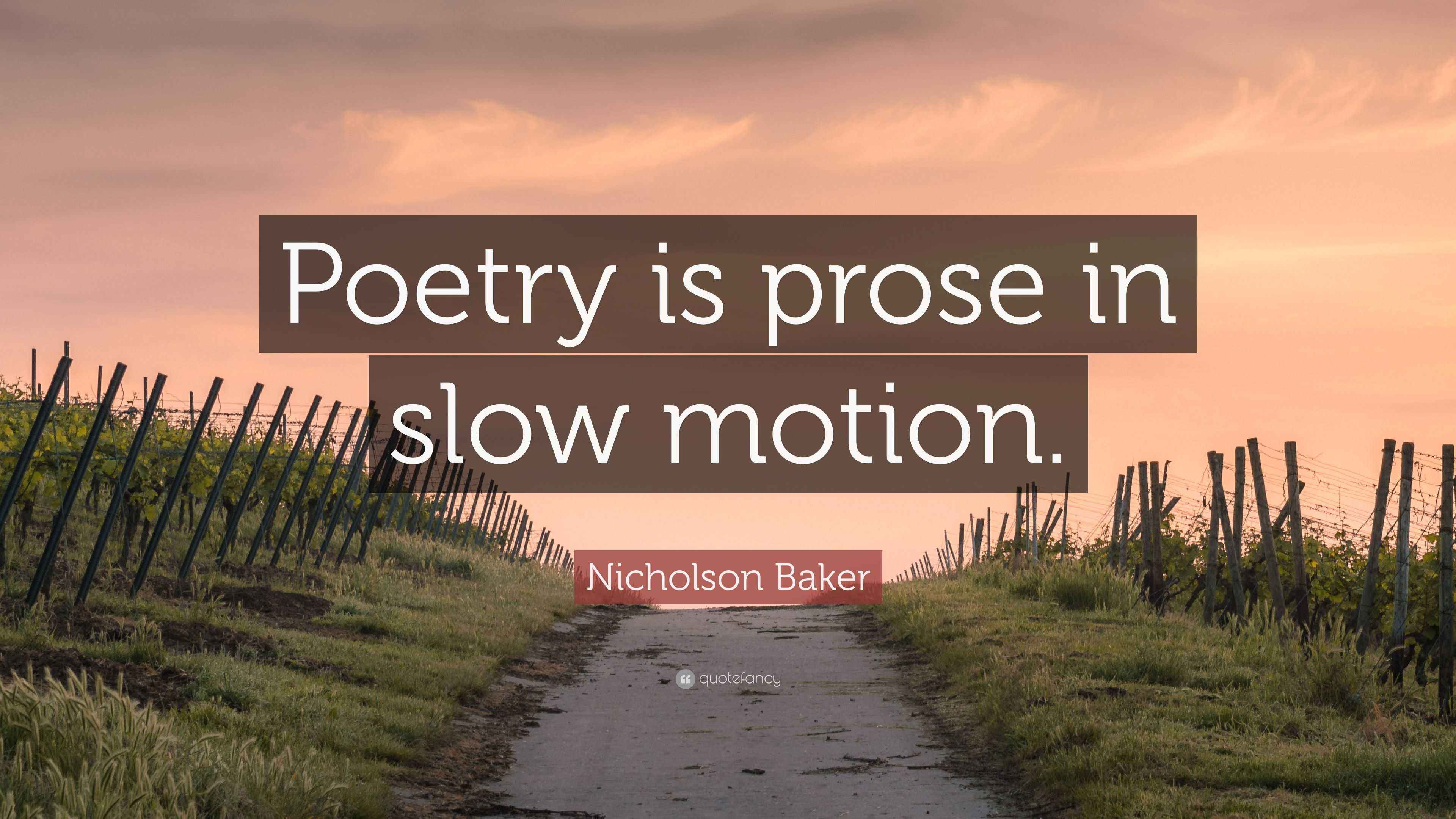 Nicholson Baker Quote: “Poetry is prose in slow motion.”