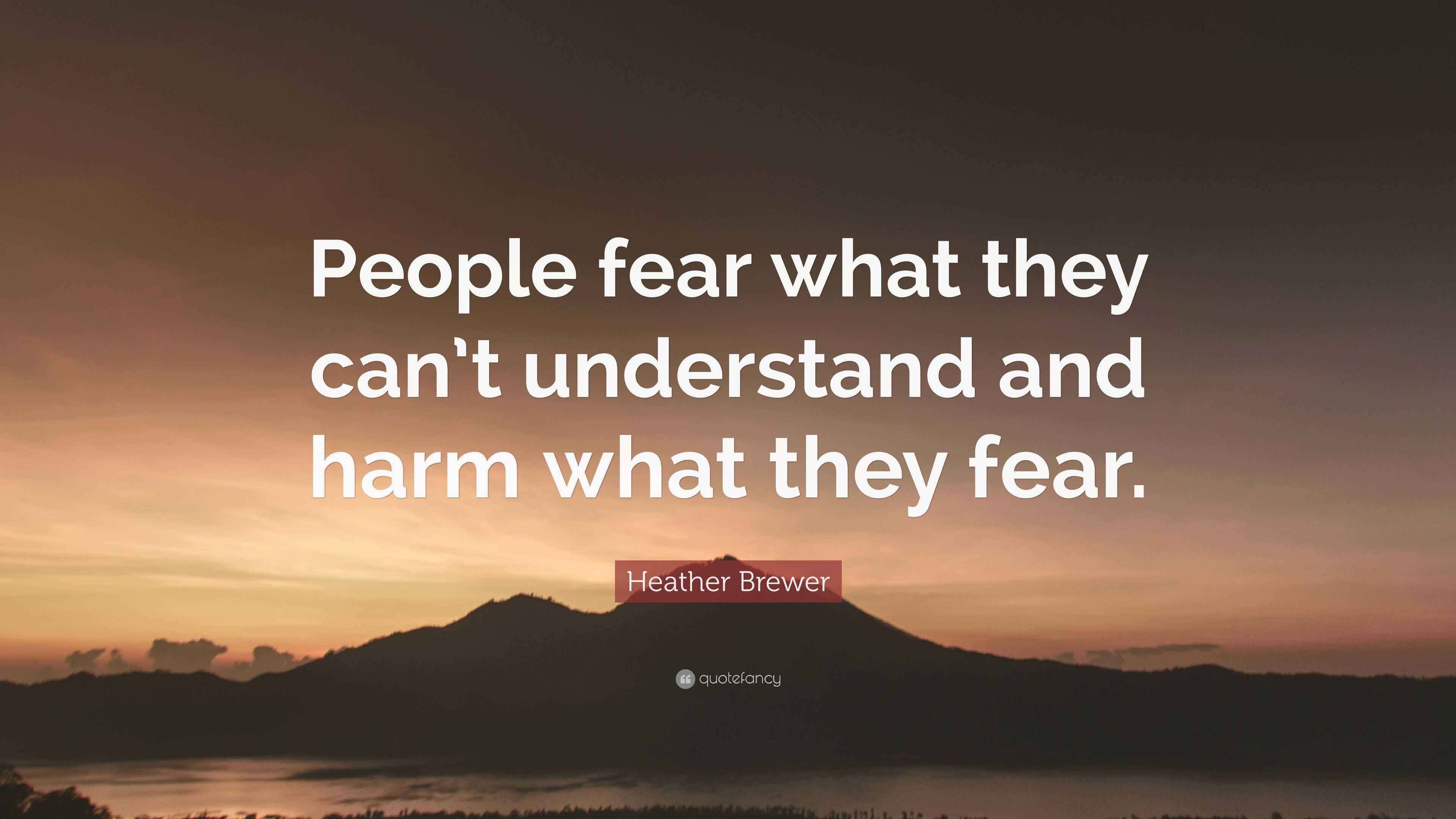 Heather Brewer Quote: “People fear what they can’t understand and harm ...