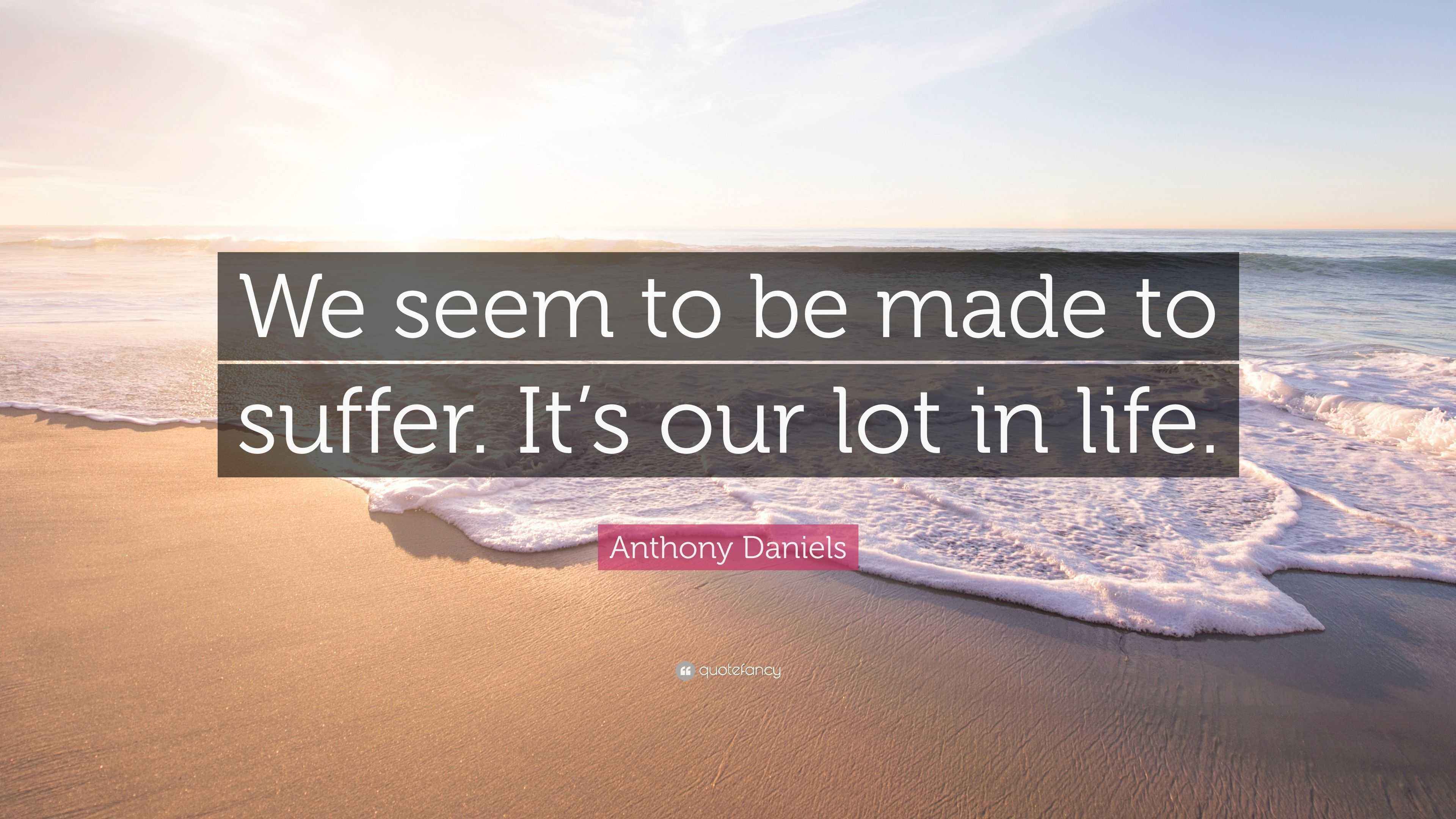 Anthony Daniels Quote: “We seem to be made to suffer. It’s our lot in ...
