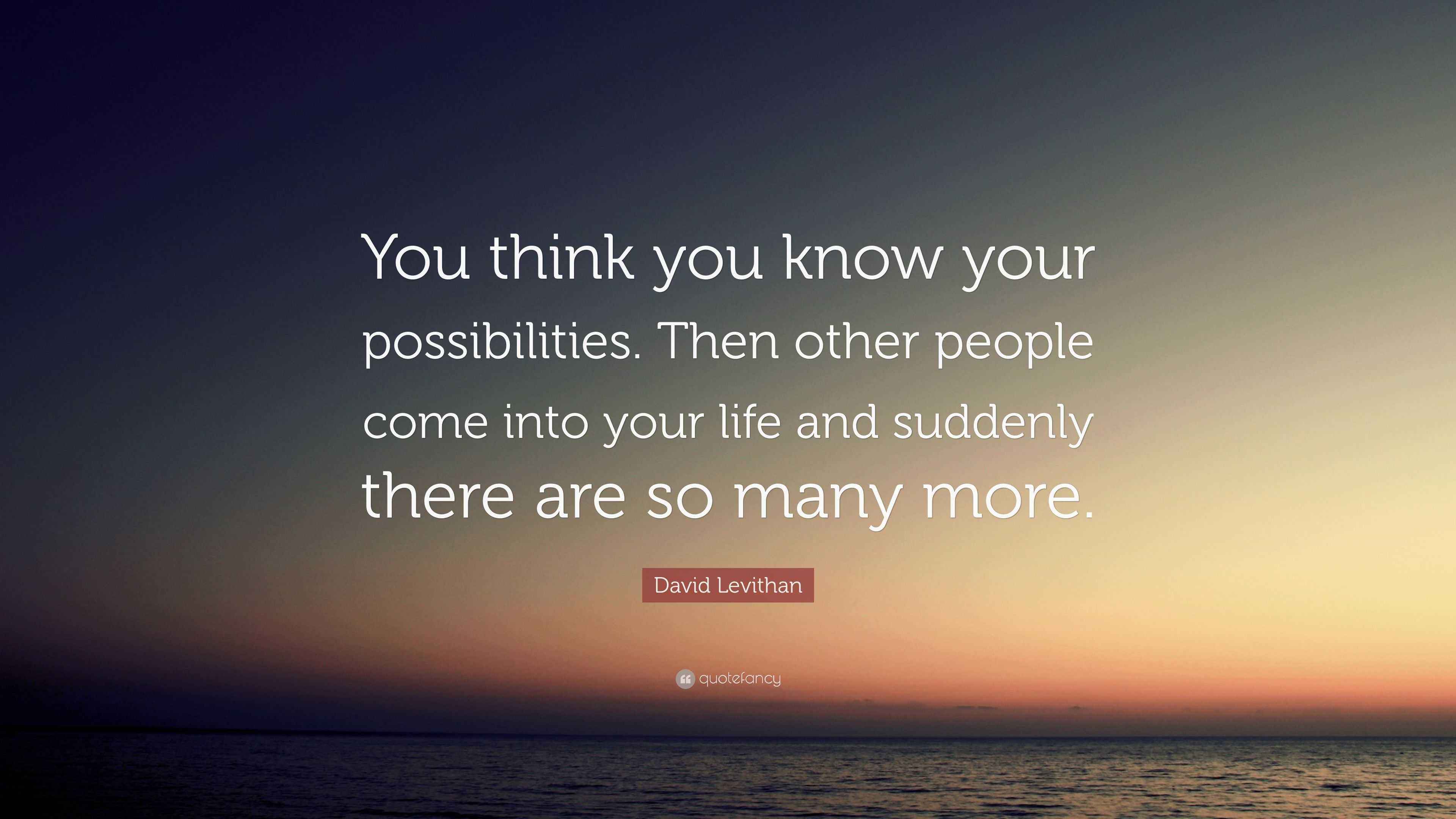 David Levithan Quote: “You think you know your possibilities. Then ...
