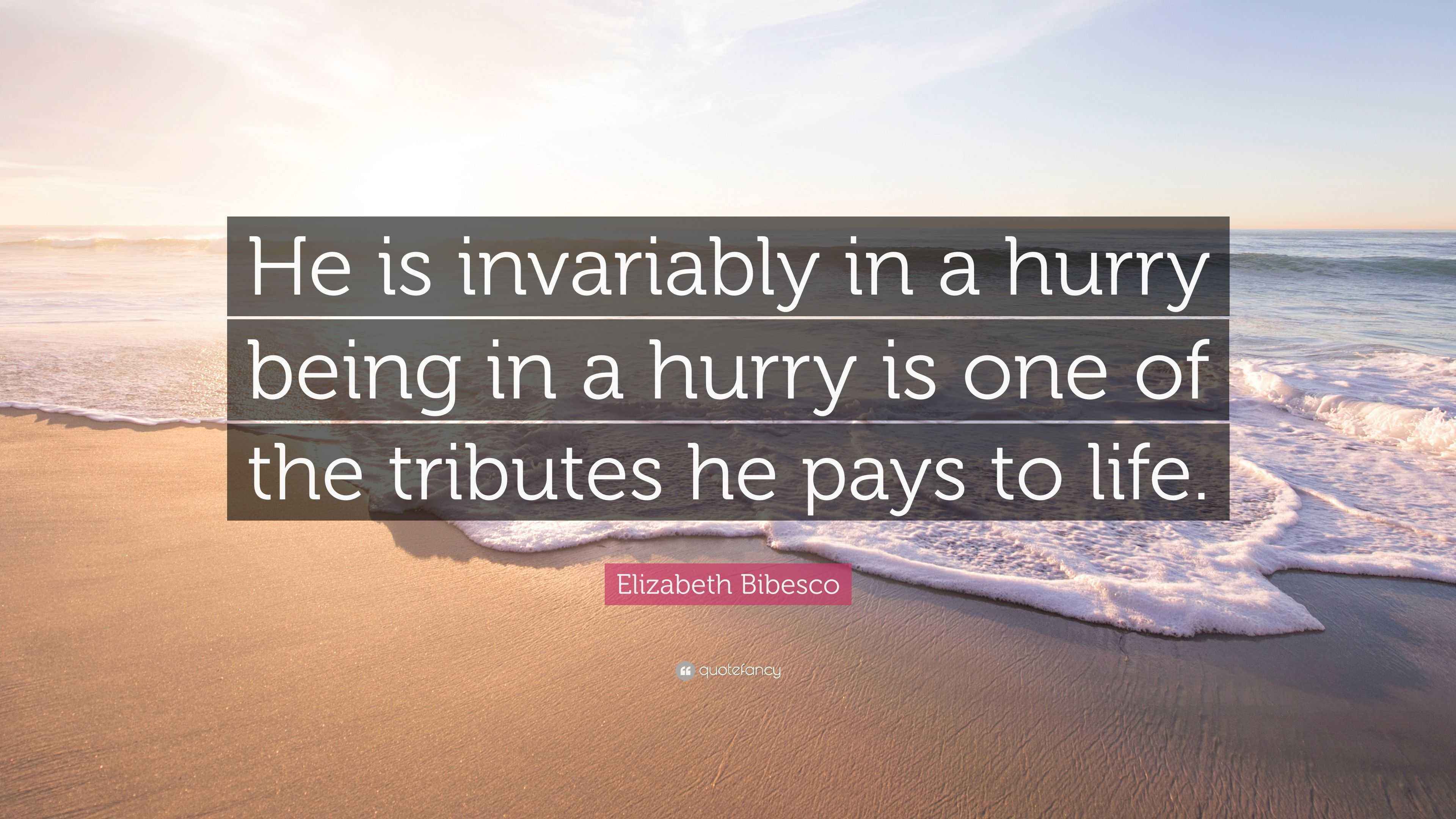 Elizabeth Bibesco Quote: “He is invariably in a hurry being in a hurry ...