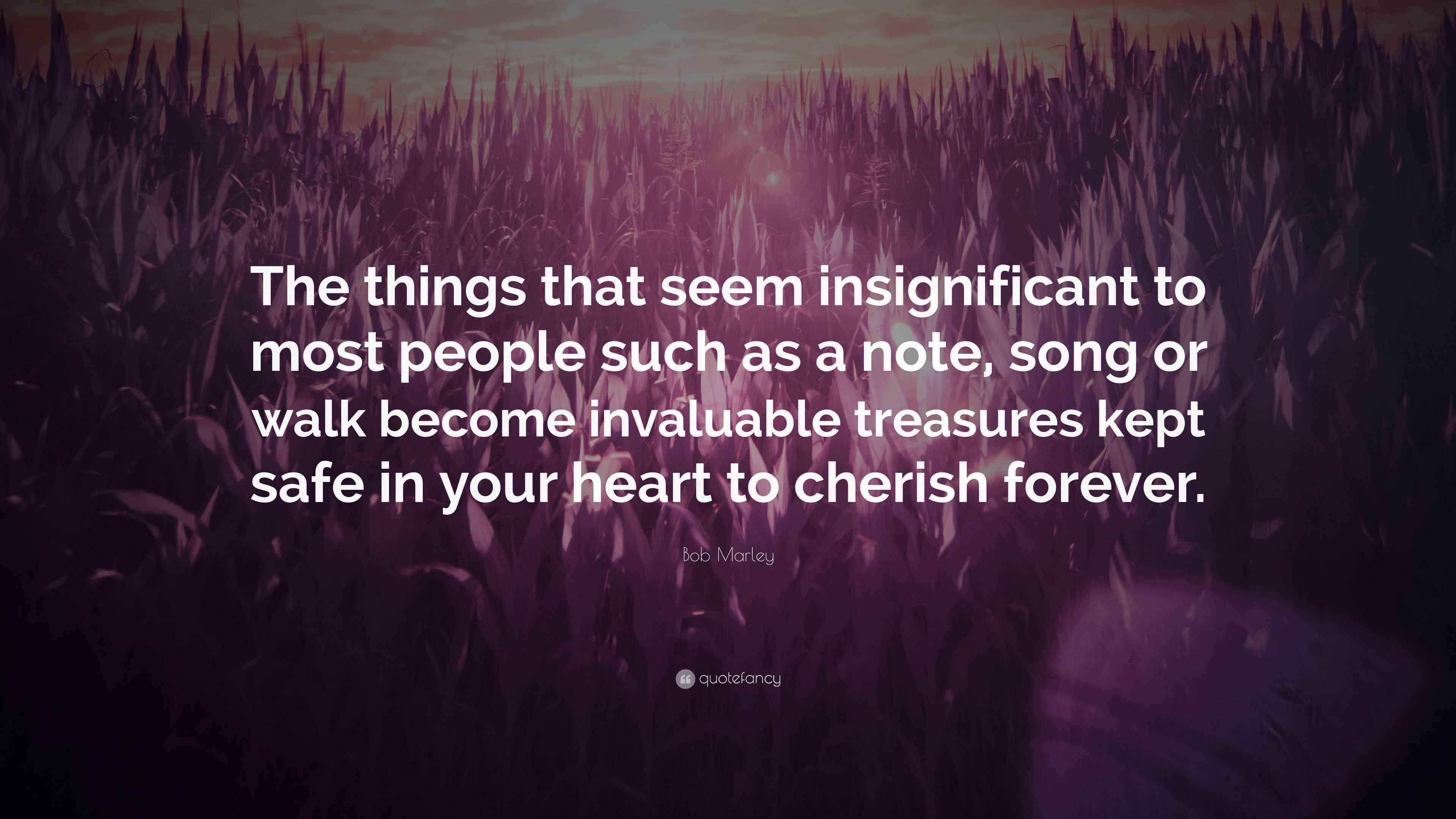 Bob Marley Quote: “The things that seem insignificant to most people ...