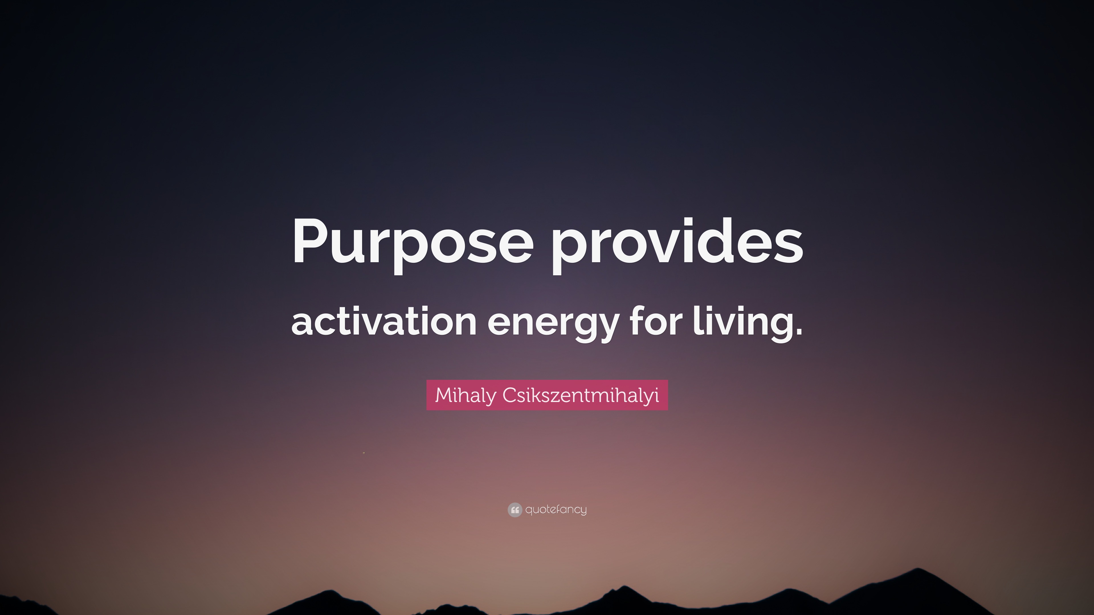 Mihaly Csikszentmihalyi Quote: “Purpose provides activation energy for ...