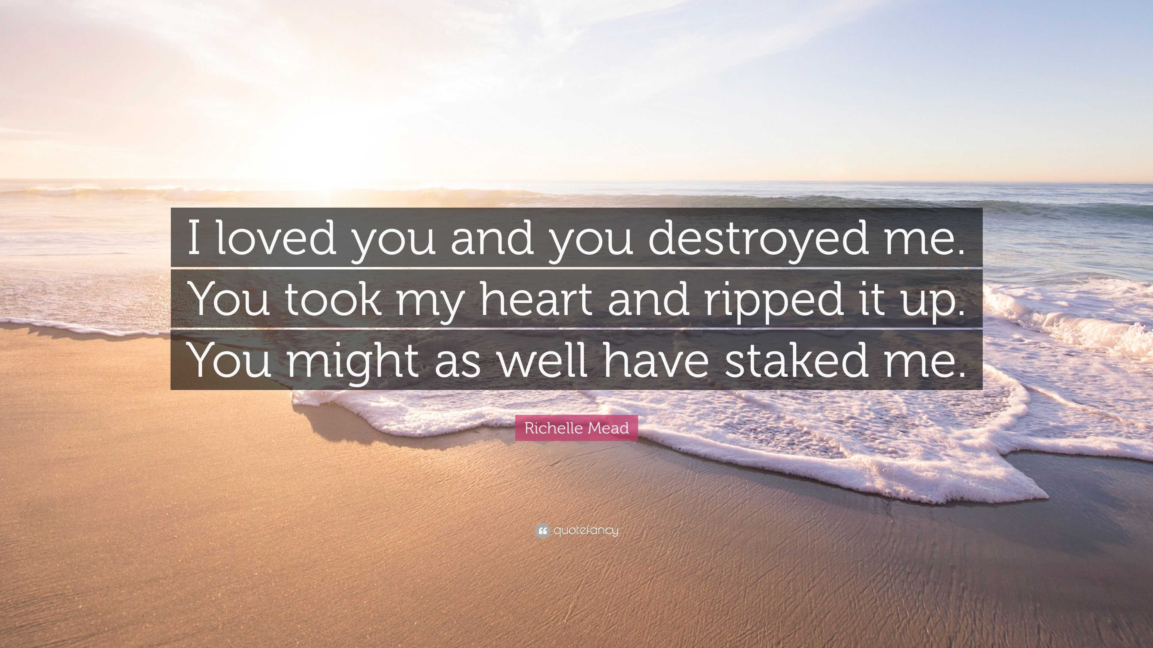 Richelle Mead Quote: “I loved you and you destroyed me. You took my ...