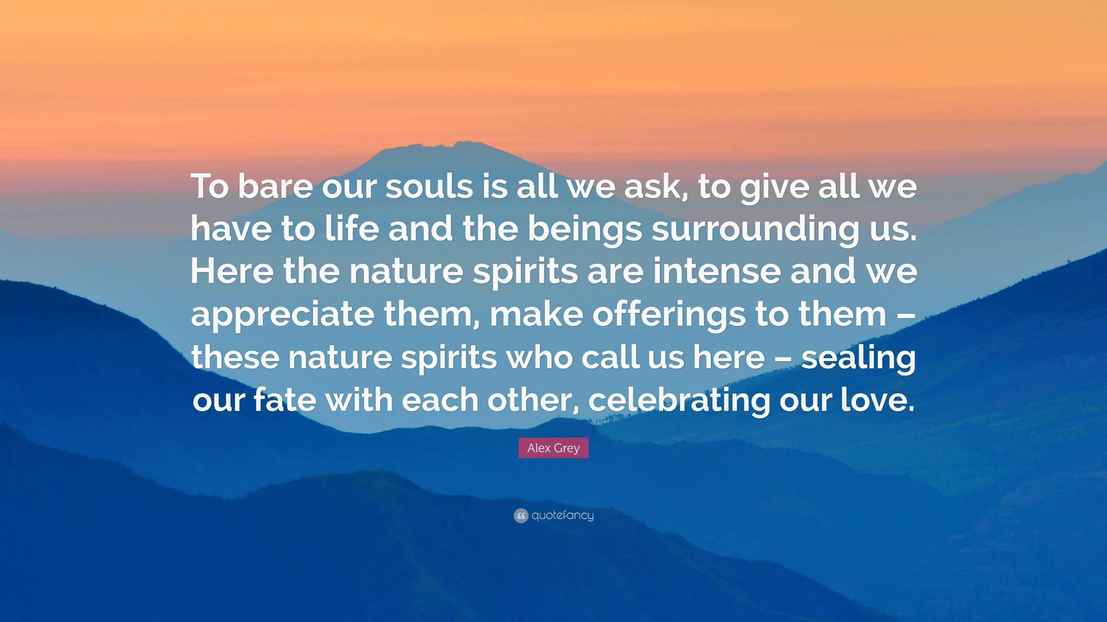 Alex Grey Quote: “To bare our souls is all we ask, to give all we have ...