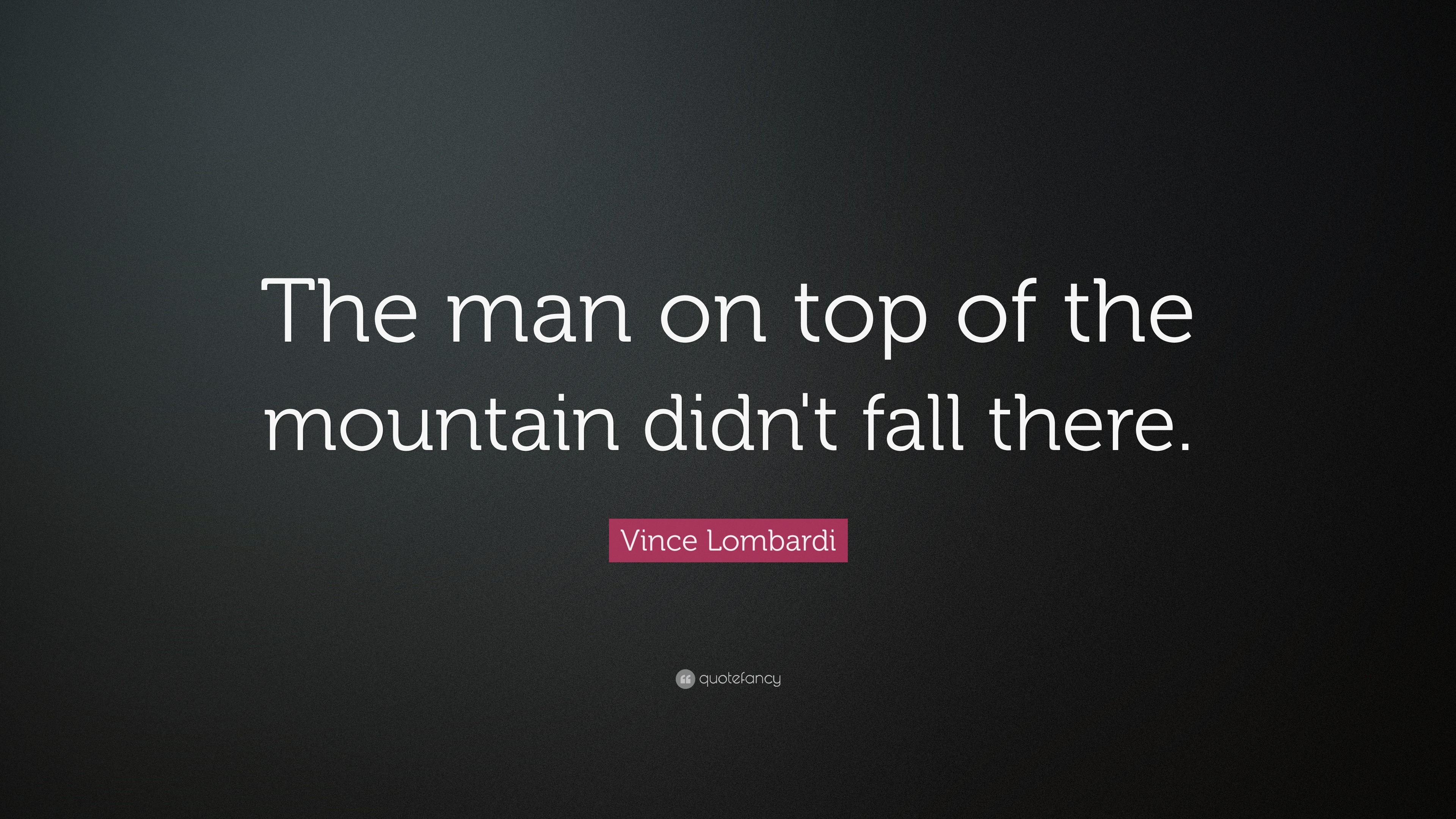 Vince Lombardi Quote: “The man on top of the mountain didn't fall there.”