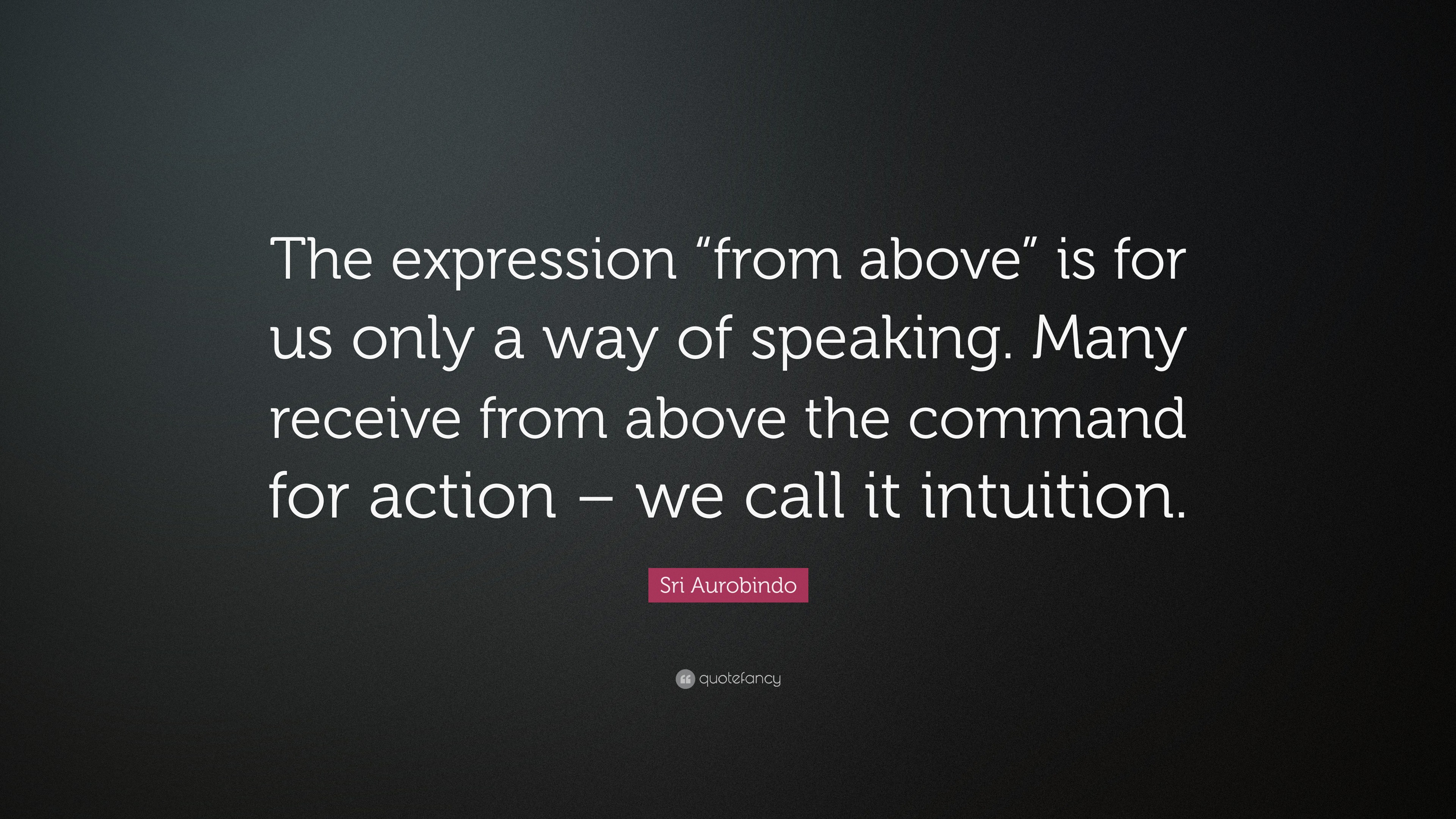 Sri Aurobindo Quote: “The expression “from above” is for us only a way ...