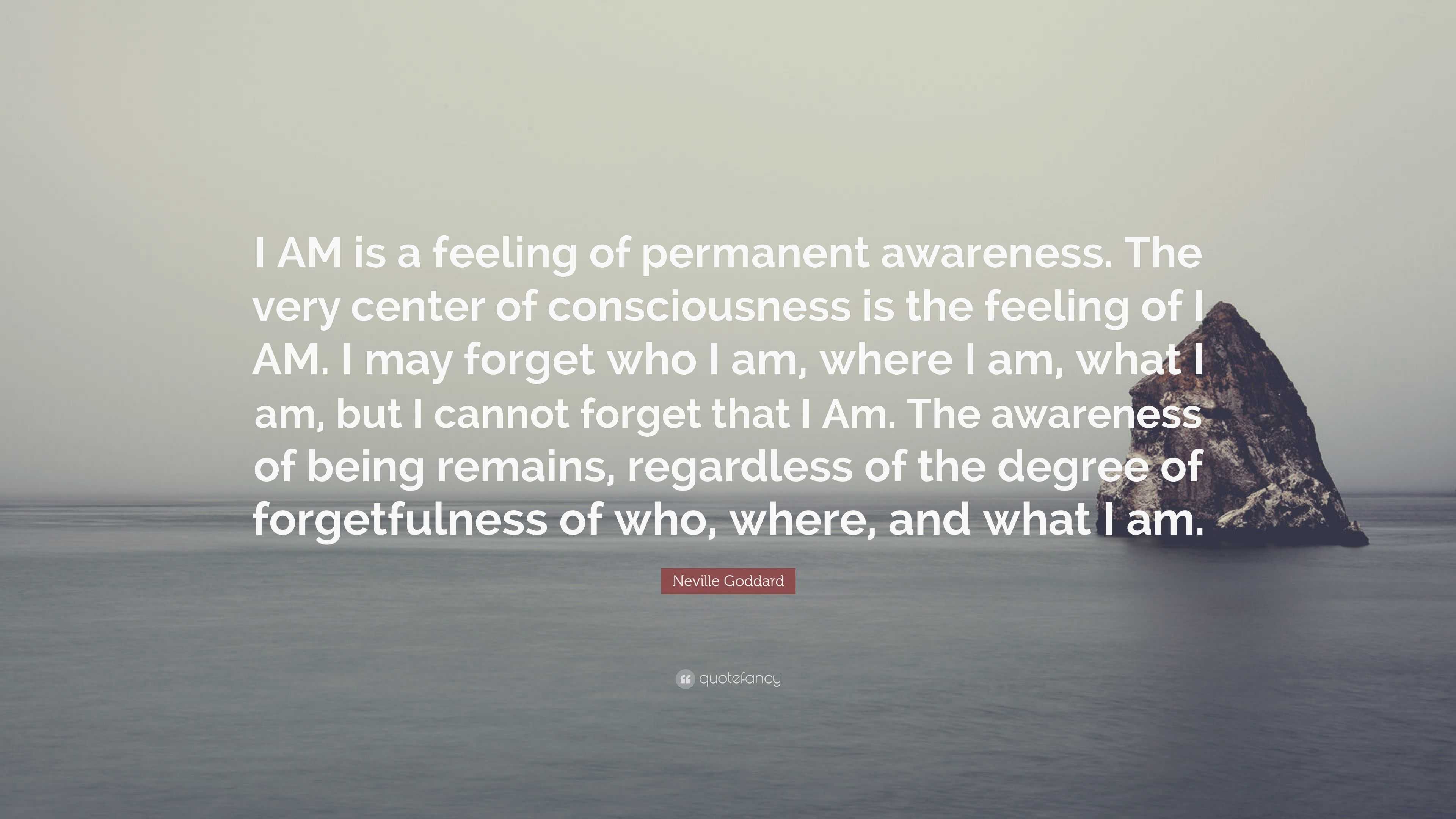 Neville Goddard Quote: “I AM is a feeling of permanent awareness. The ...