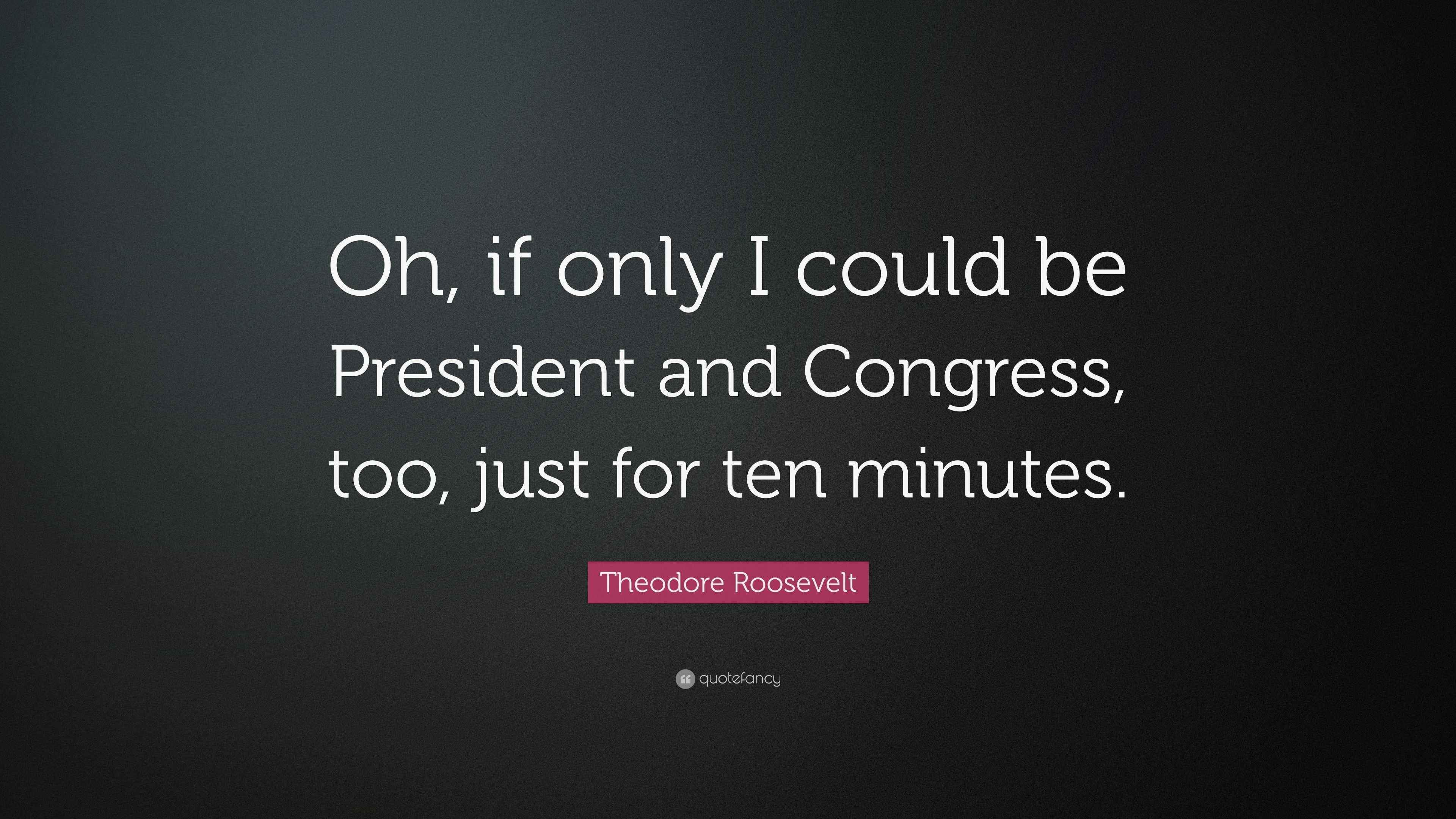 Theodore Roosevelt Quote: “Oh, if only I could be President and ...