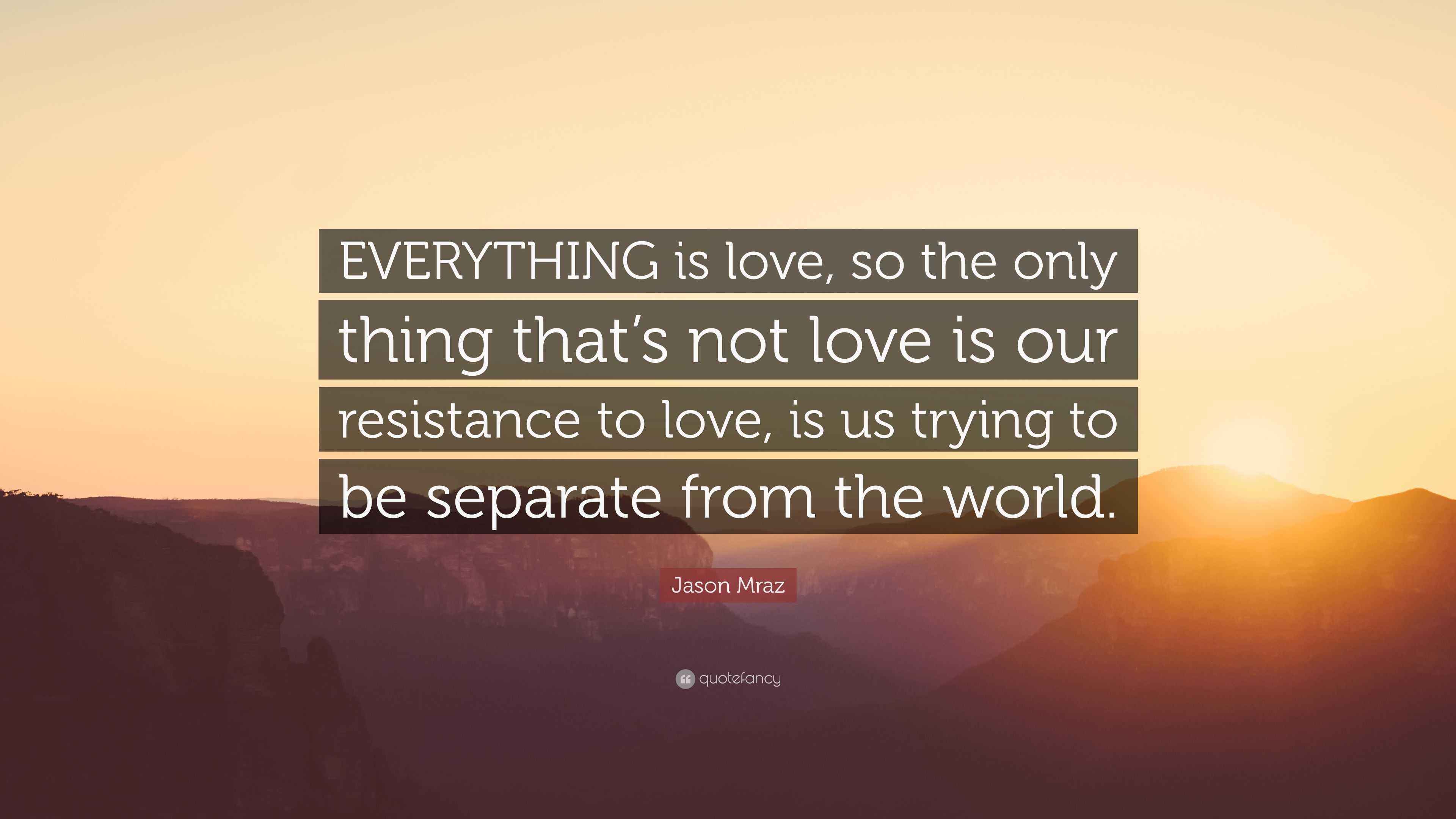 Jason Mraz Quote: “EVERYTHING is love, so the only thing that’s not ...