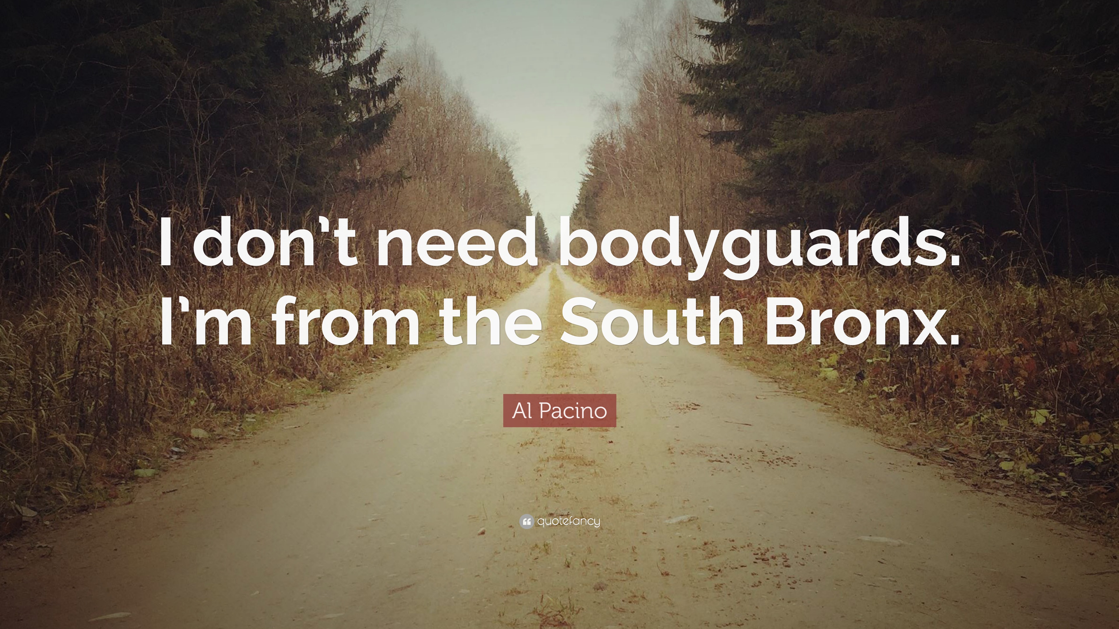 Al Pacino Quote: “I don’t need bodyguards. I’m from the South Bronx.”