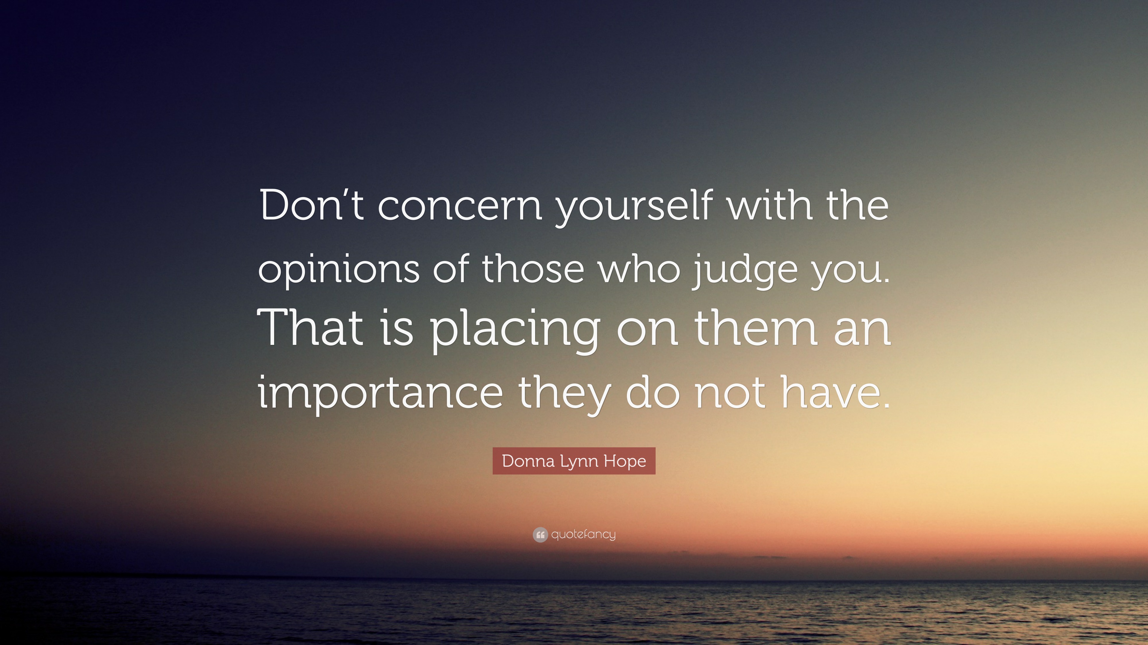 Donna Lynn Hope Quote: “Don’t concern yourself with the opinions of ...