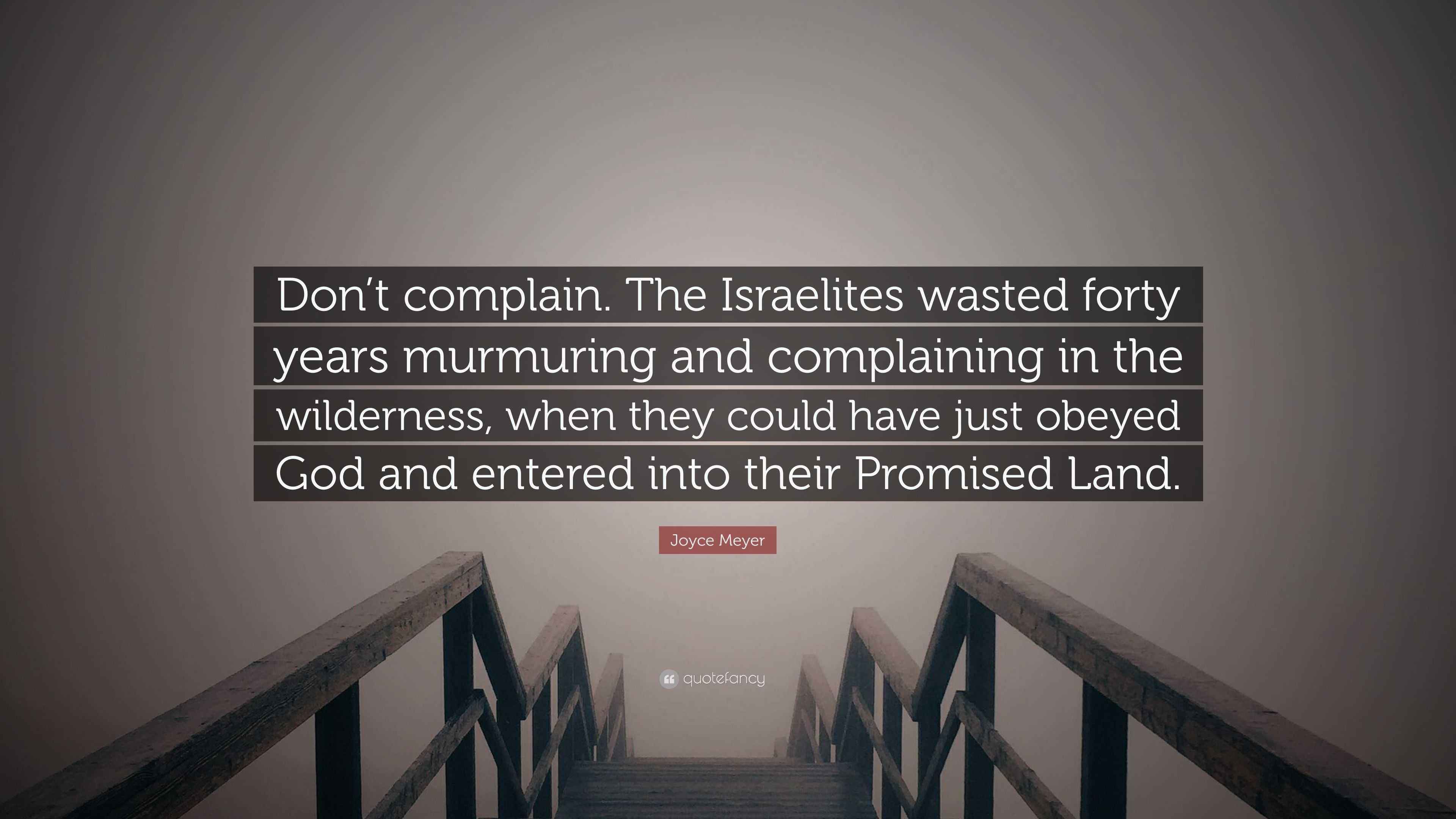 Joyce Meyer Quote: “Don’t complain. The Israelites wasted forty years ...