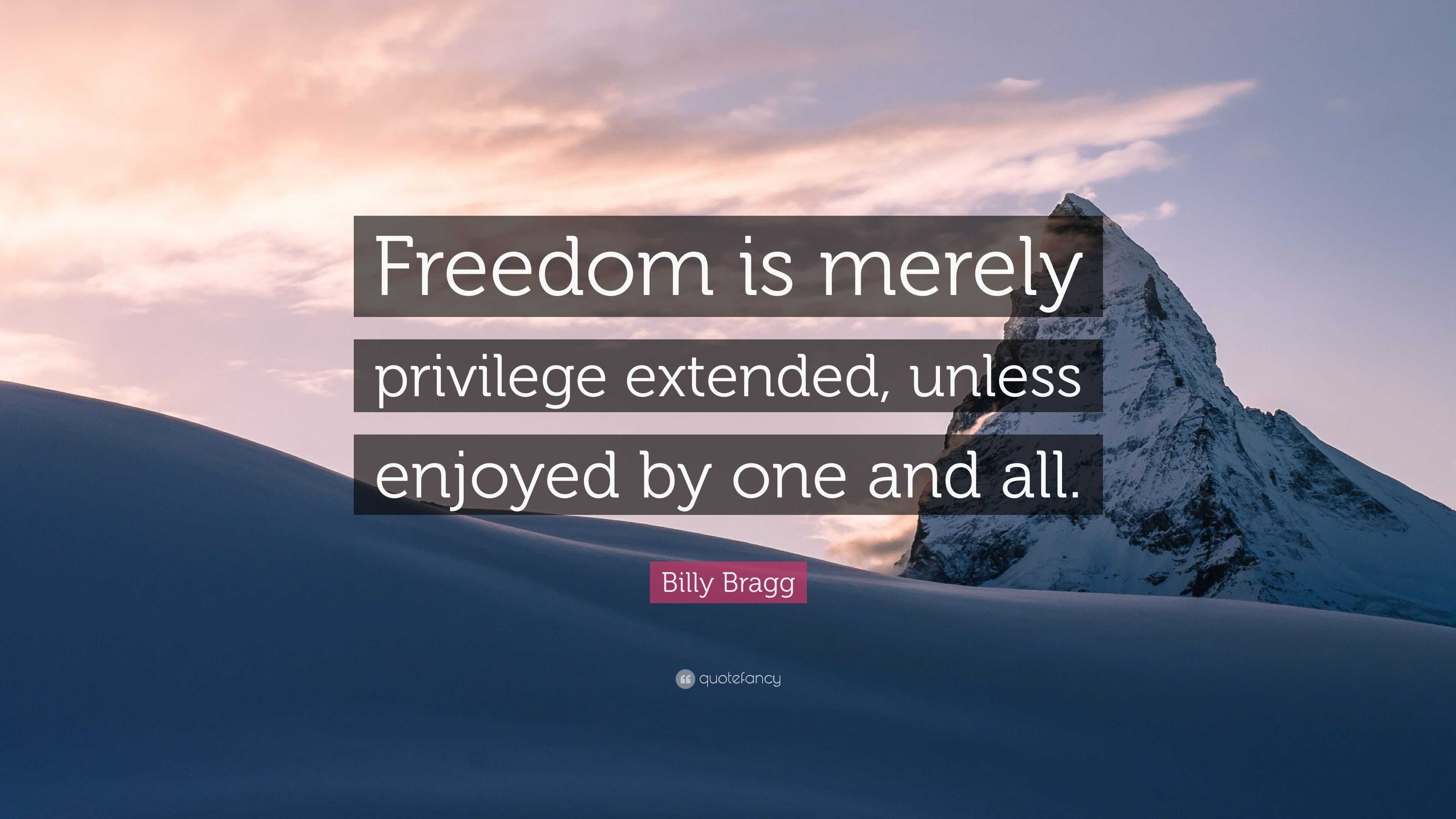 Billy Bragg Quote: “Freedom is merely privilege extended, unless ...