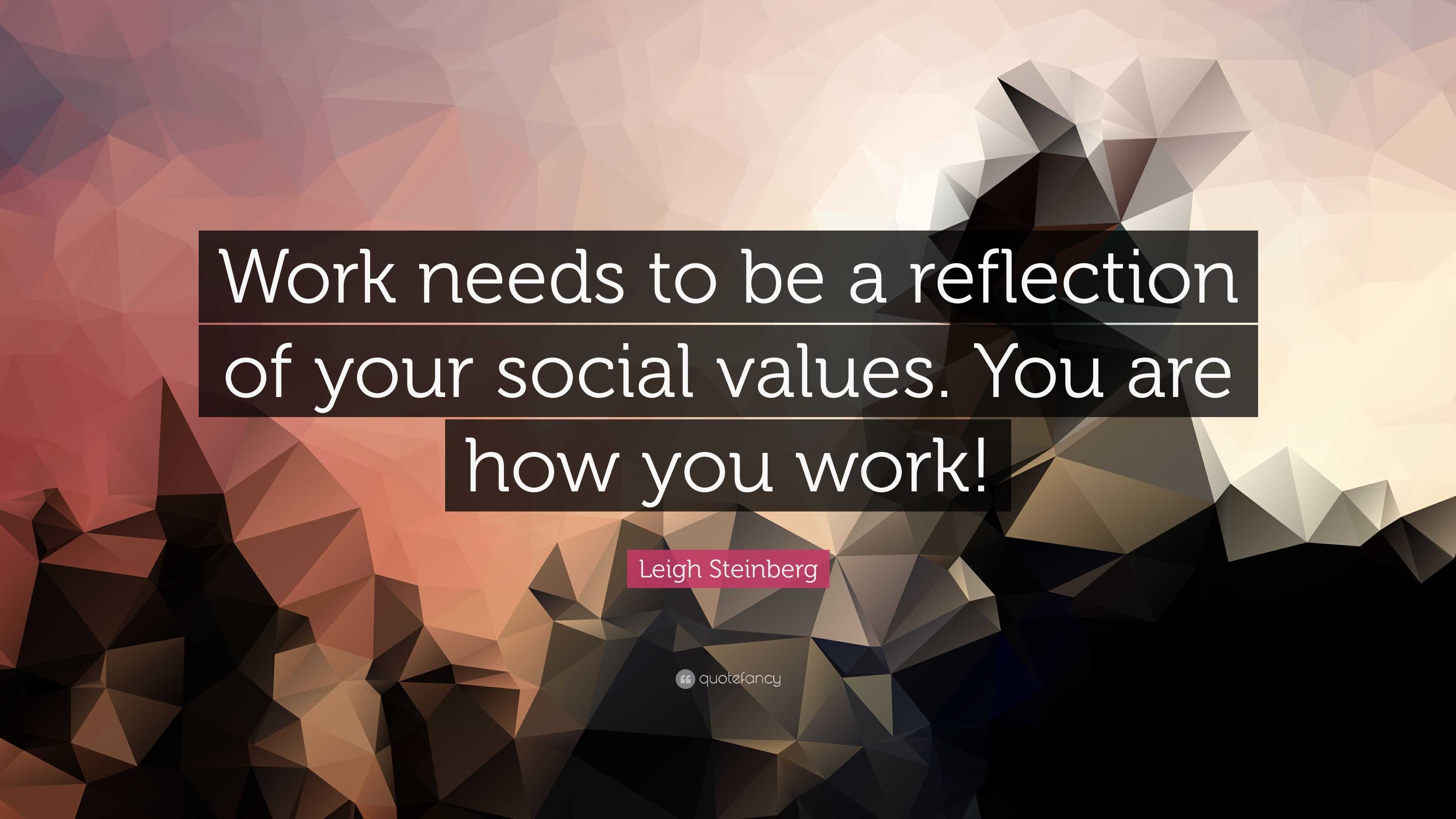 Leigh Steinberg Quote: “Work needs to be a reflection of your social ...