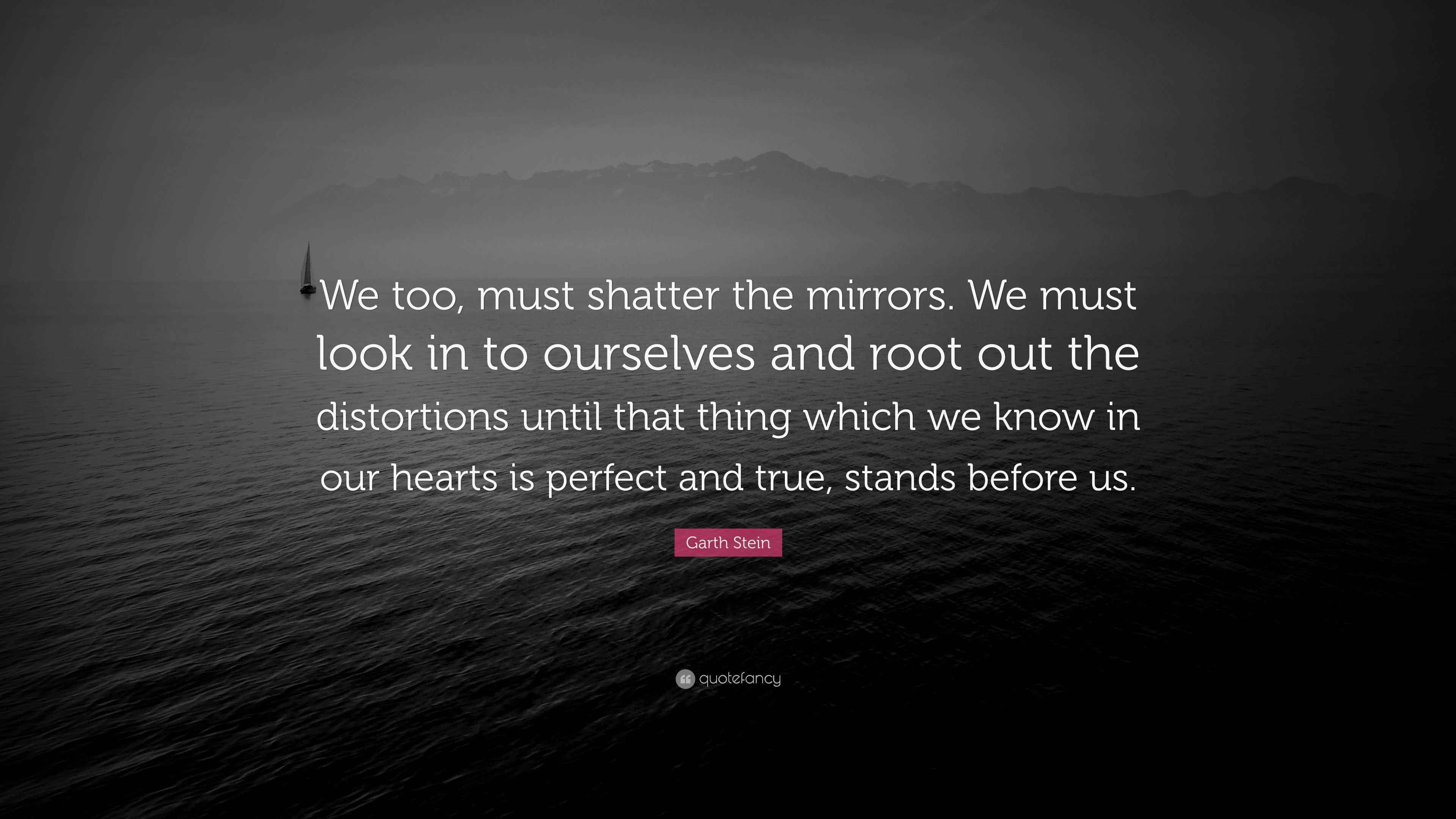 Garth Stein Quote: “We too, must shatter the mirrors. We must look in ...