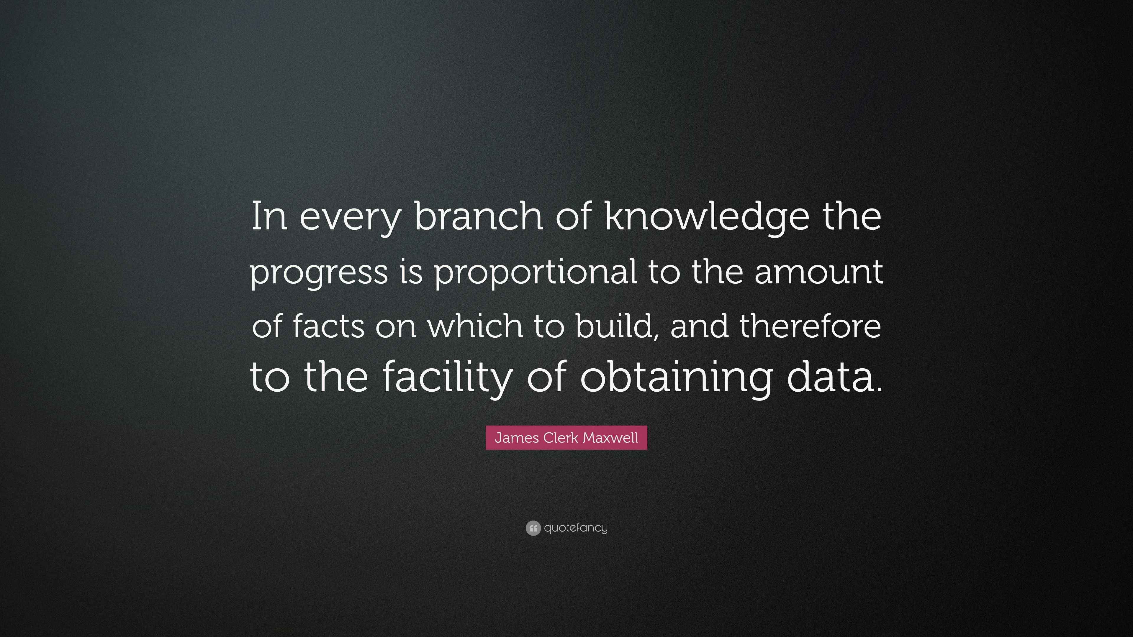James Clerk Maxwell Quote: “In every branch of knowledge the progress ...